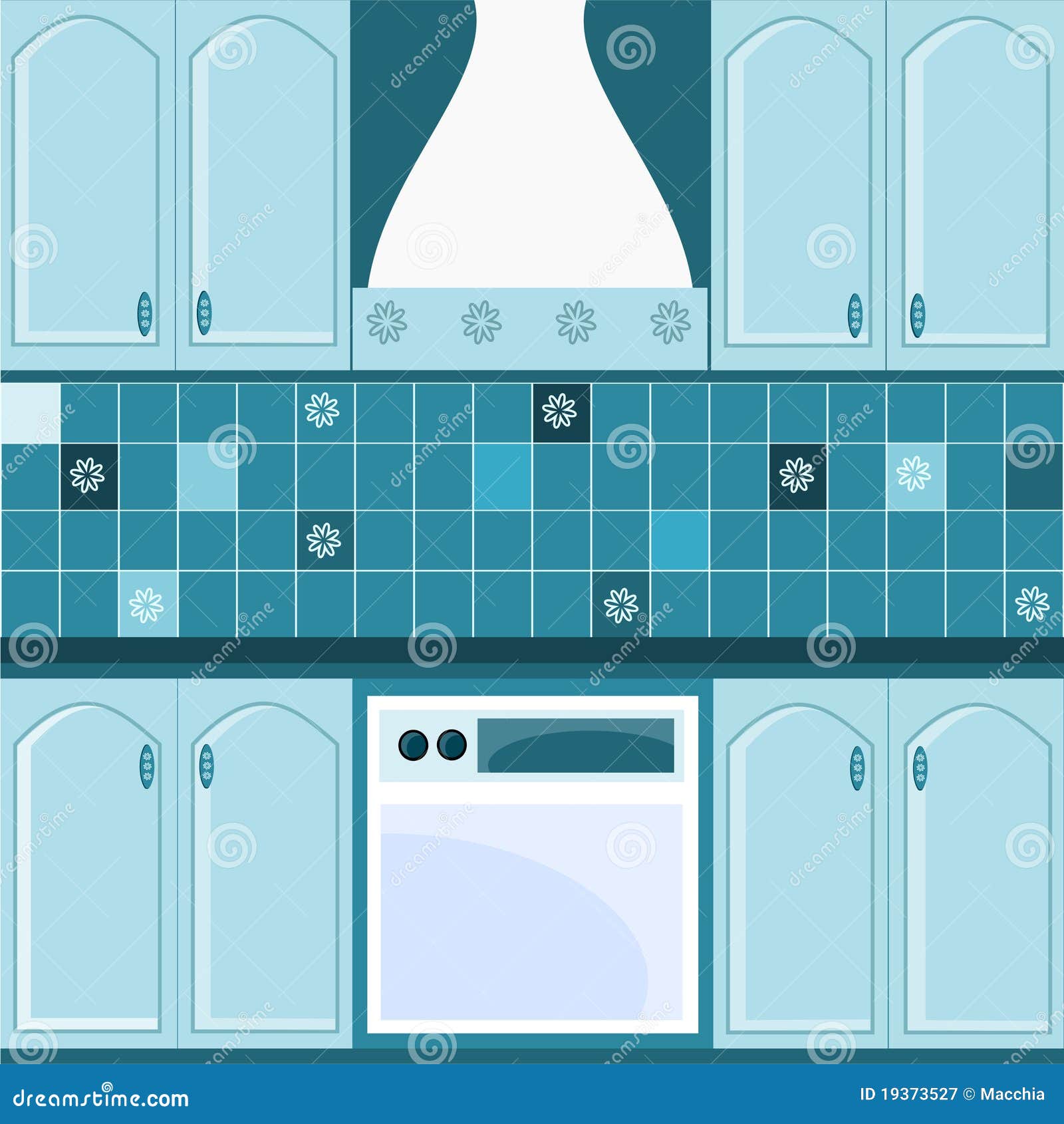 Blue kitchen stock vector. Illustration of rustic, furnishings - 19373527