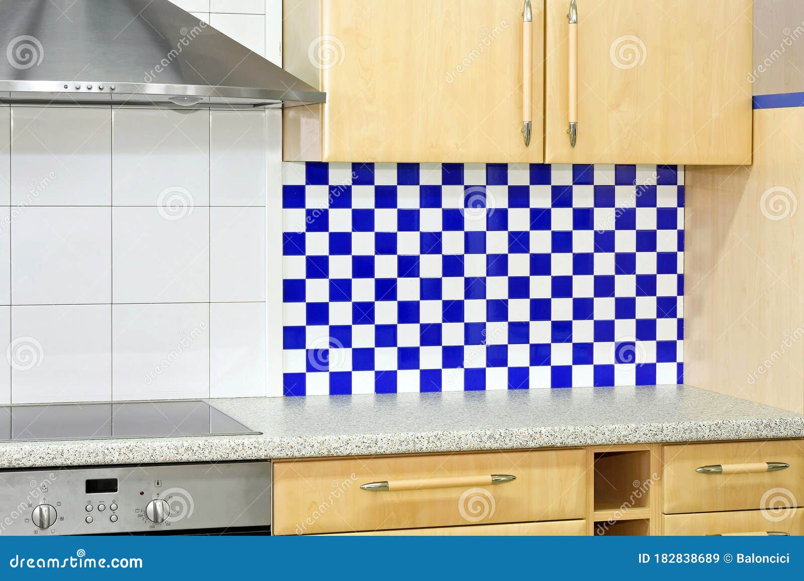 Blue kitchen counter stock image. Image of apartment - 182838689