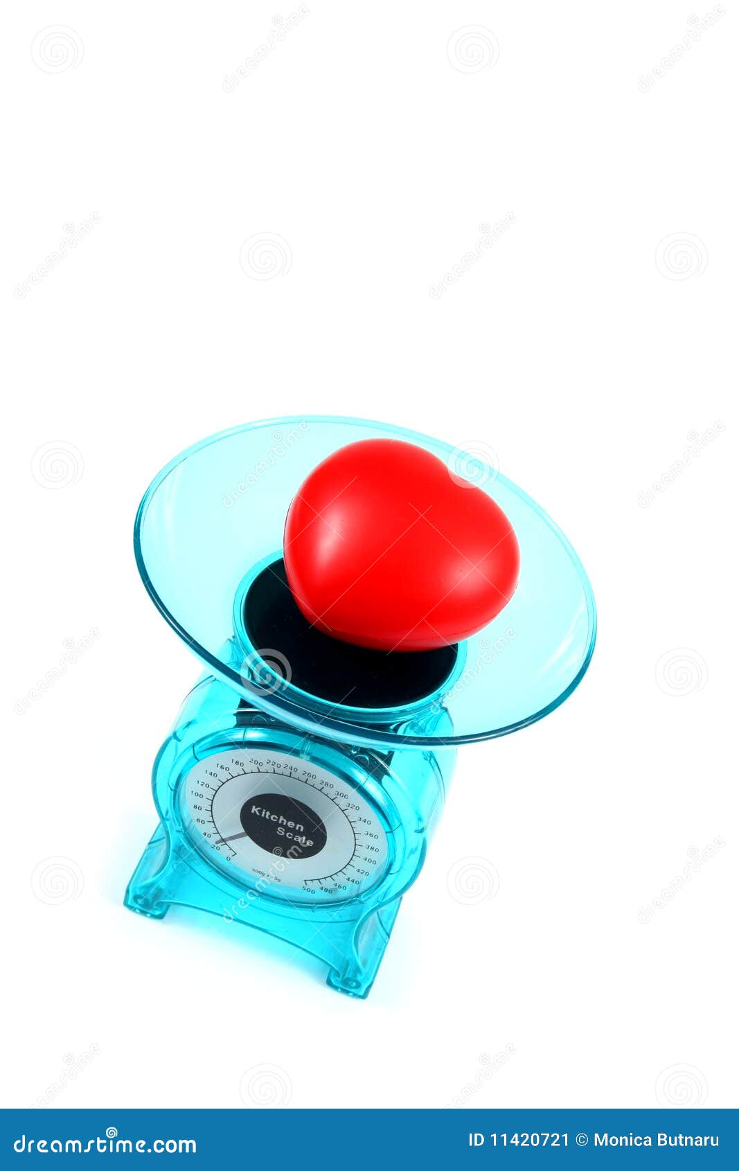 Blue Kitchen Scale Measuring the Weight of a Heart Stock Image - Image ...