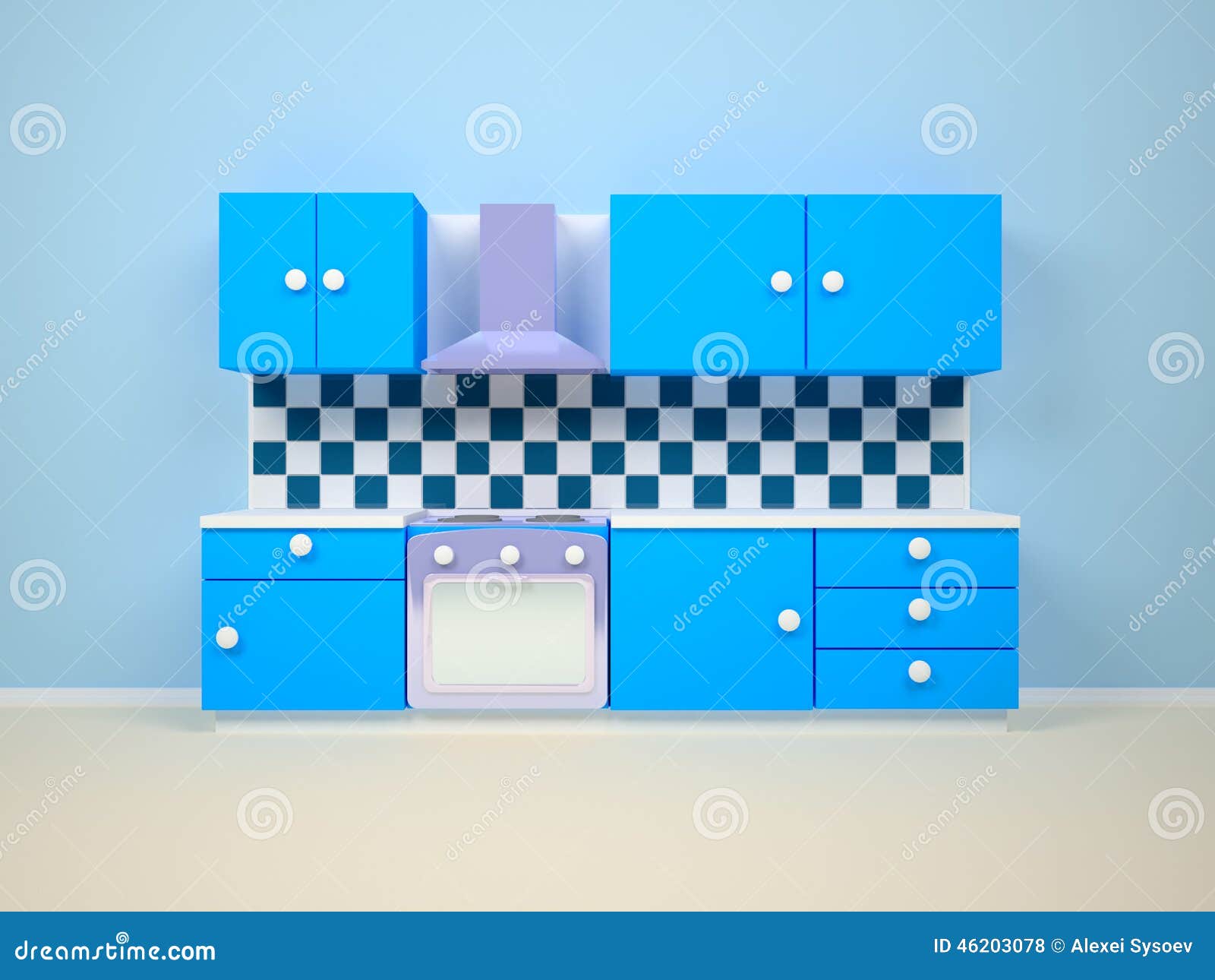 Blue kitchen stock illustration. Illustration of front - 46203078