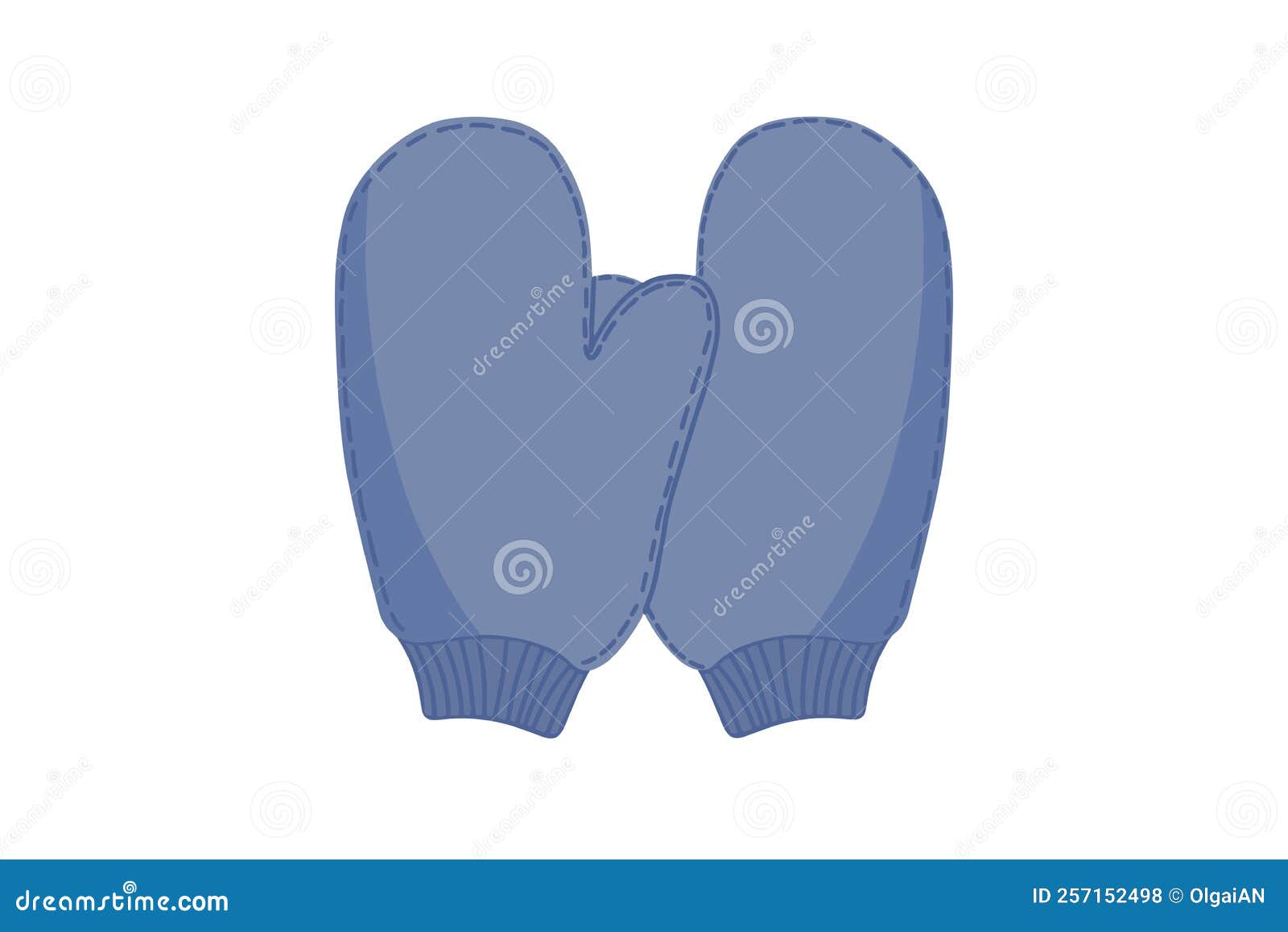 Blue Knitted Flat Mittens. Isolated Vector. Stock Vector - Illustration ...