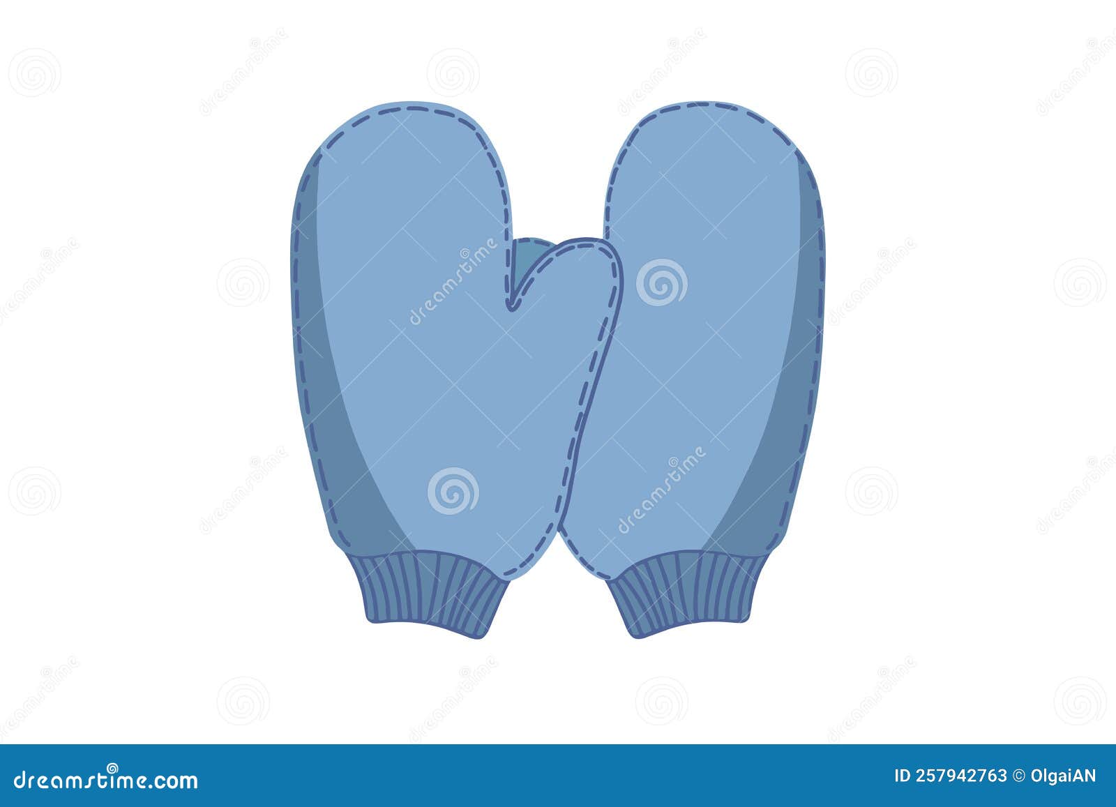 Blue Knitted Flat Mittens. Isolated Vector. Stock Vector - Illustration ...