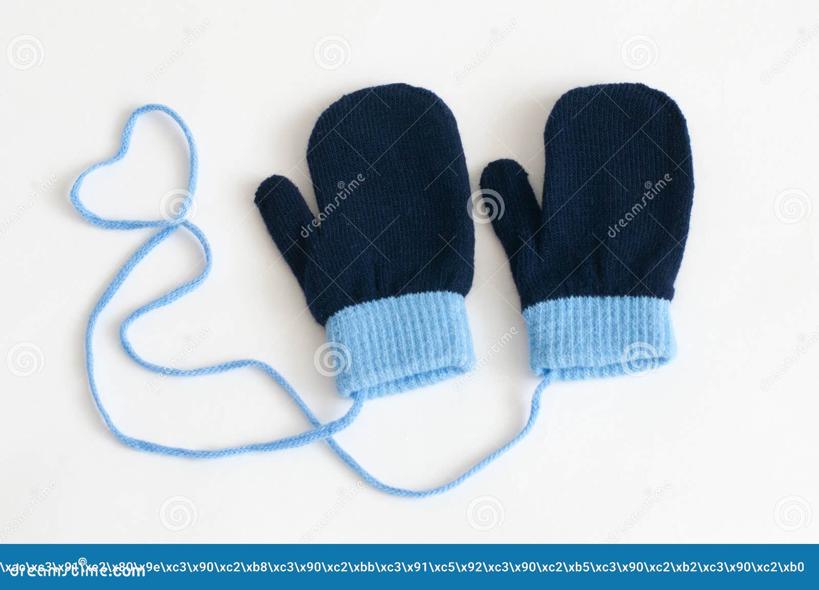 Blue Knitted Mittens on a White Background Stock Photo - Image of ...