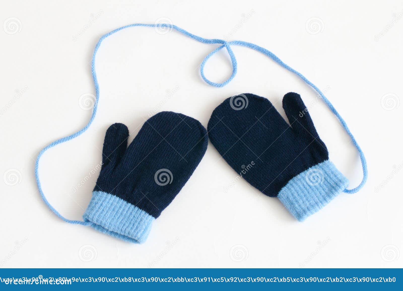 Blue Knitted Mittens on a White Background Stock Photo - Image of ...