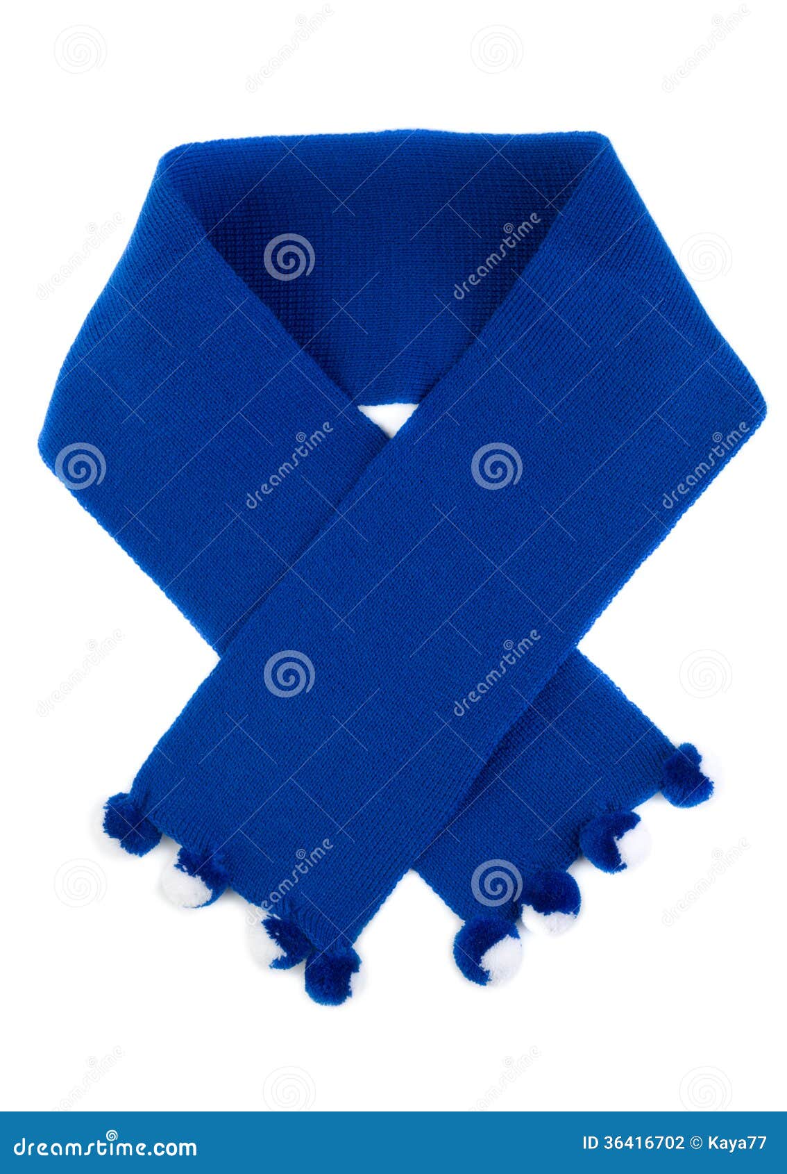 Blue Knitted Scarf with Pompons Stock Photo - Image of blue, isolated ...