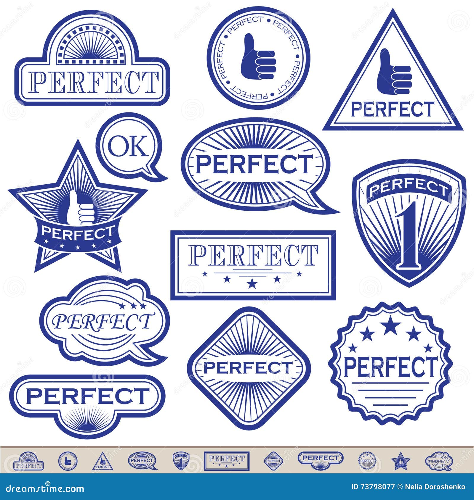 Blue Labels Perfect stock vector. Illustration of achievement - 73798077