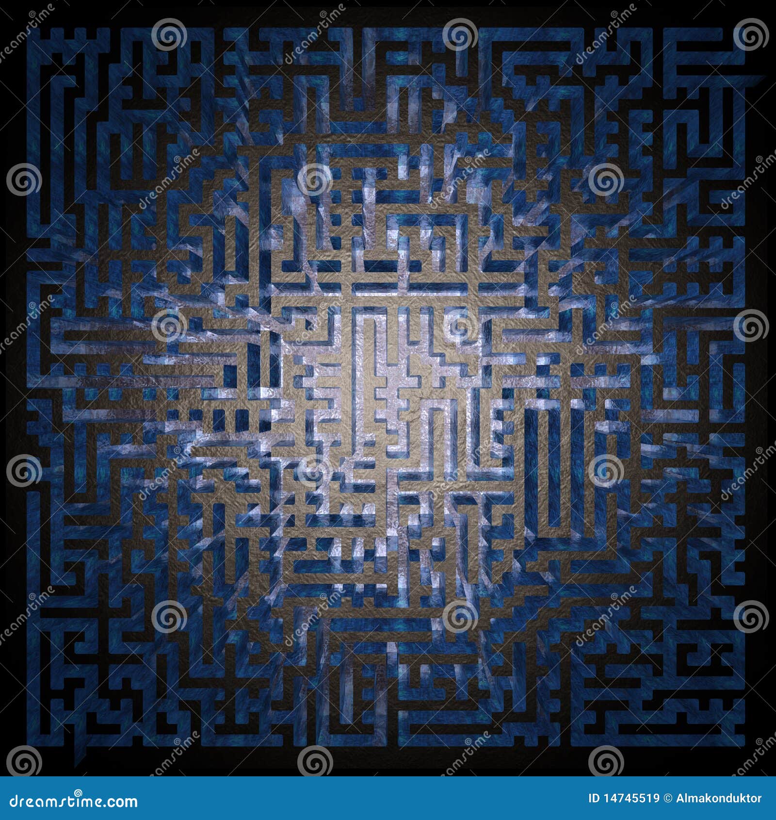Blue Labyrinth, Maze - Top View Stock Illustration - Illustration of ...