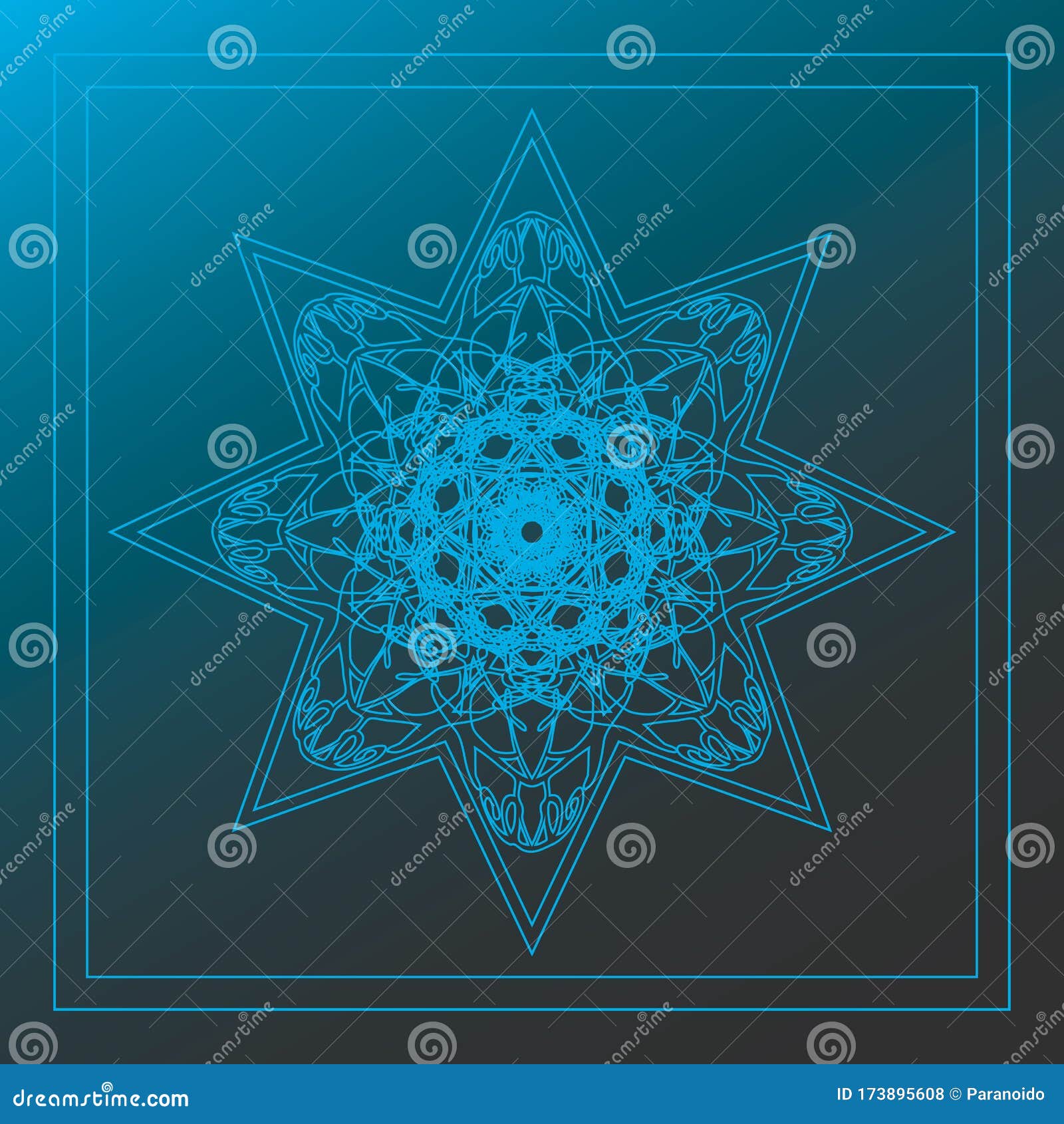 Blue Contour Octagonal Star with Lace Pattern Stock Vector ...