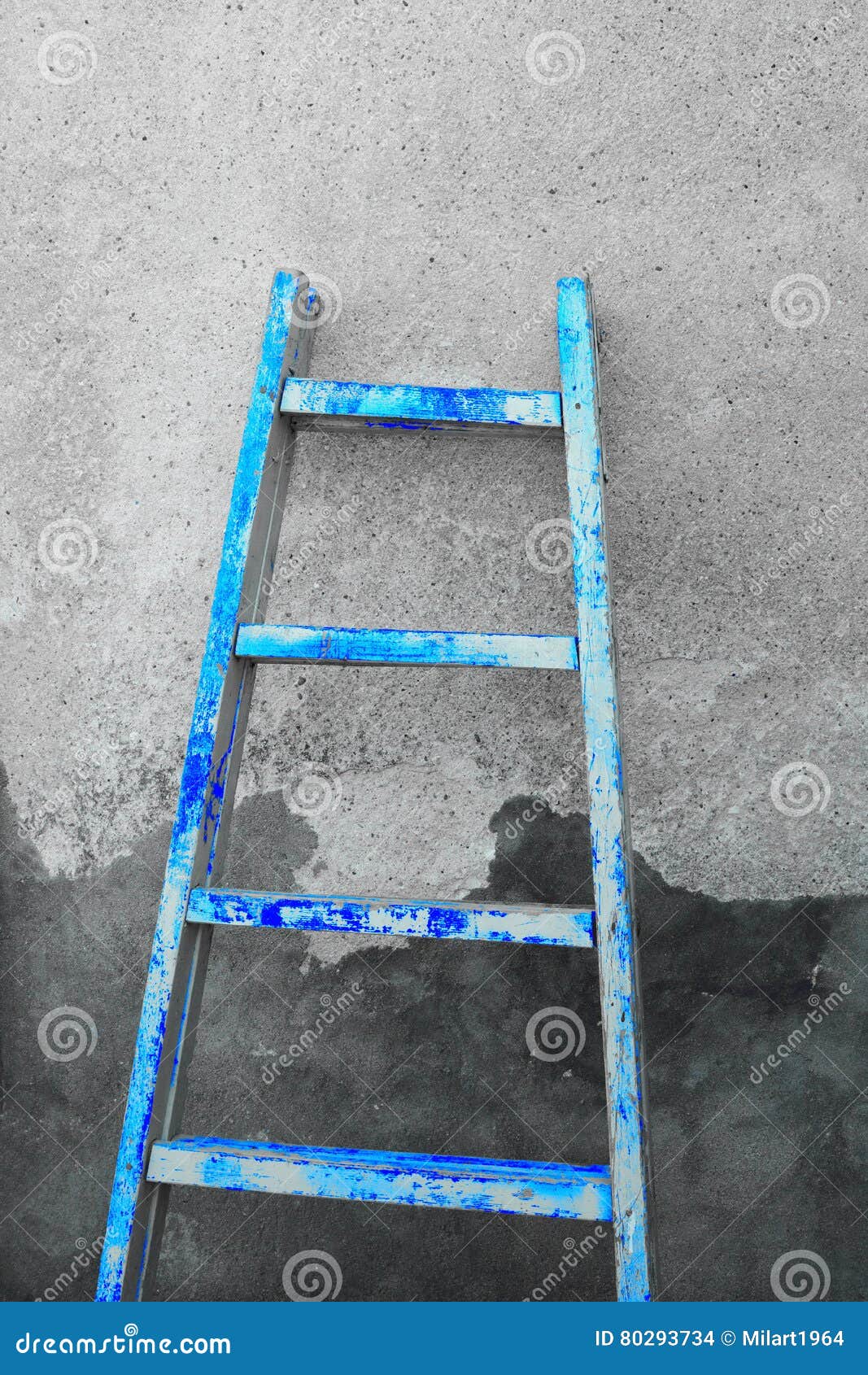 Blue ladder. stock photo. Image of abstract, home, construction - 80293734
