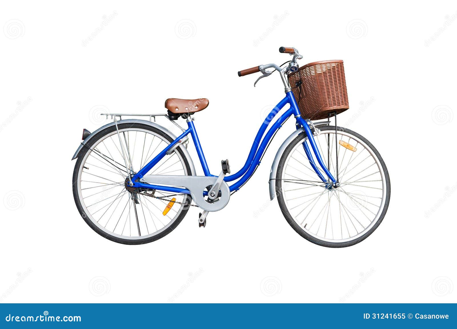 Blue Ladies Bicycle on White Background Stock Image - Image of ...