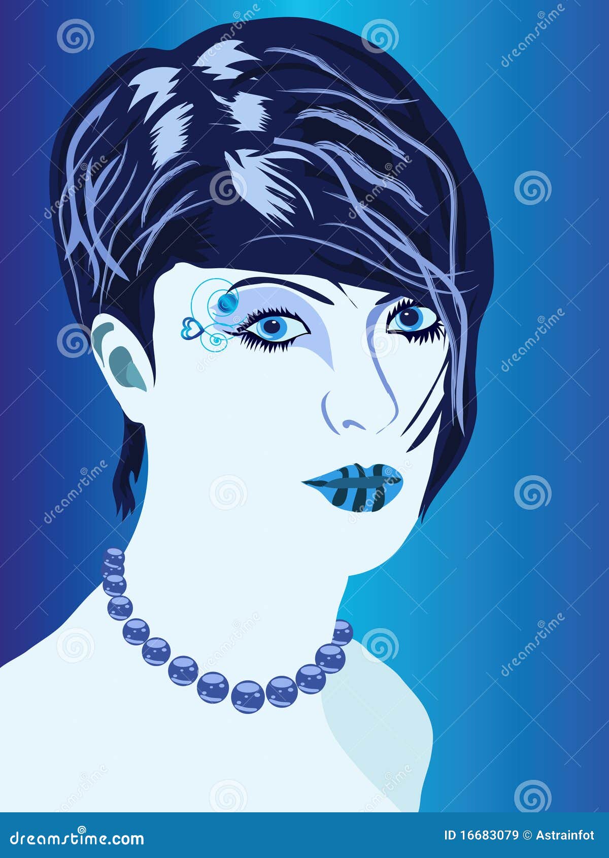 Blue lady stock vector. Illustration of romantic, expression - 16683079