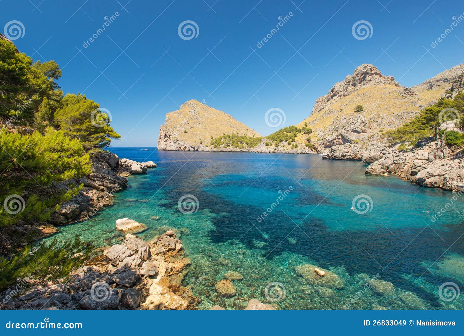 Blue Lagoon at Coast of Balearic Islands Stock Image - Image of ...