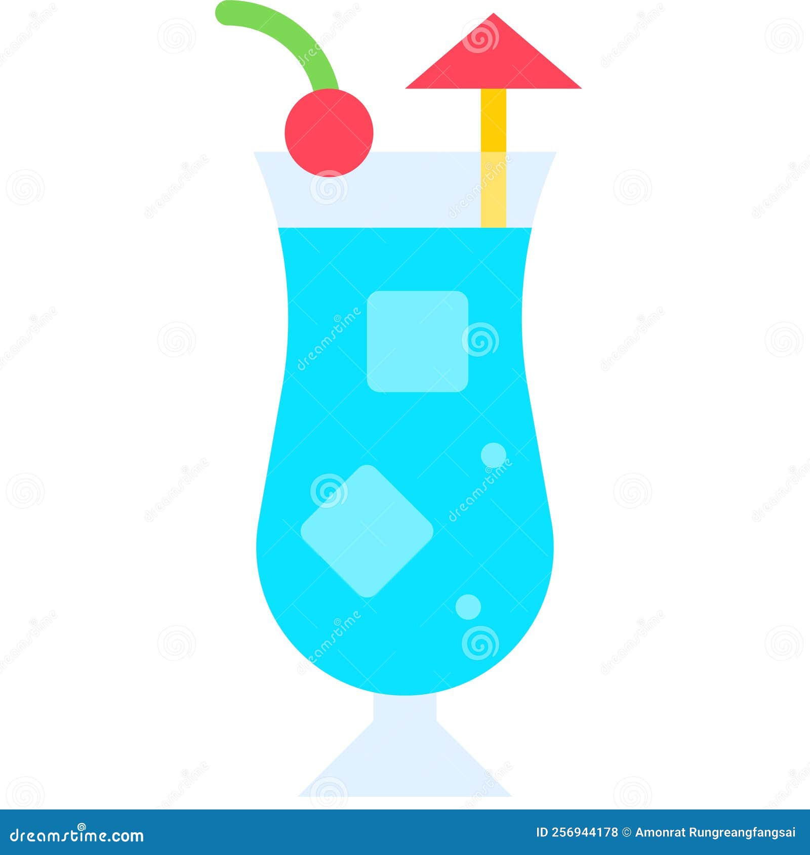 Blue Lagoon Cocktail Icon, Alcoholic Mixed Drink Vector Stock Vector ...
