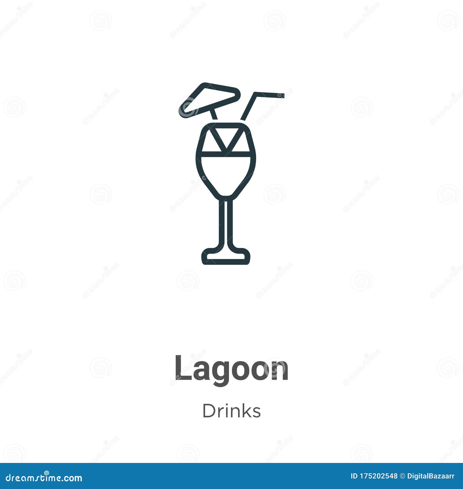Blue Lagoon Outline Vector Icon. Thin Line Black Blue Lagoon Icon, Flat ...