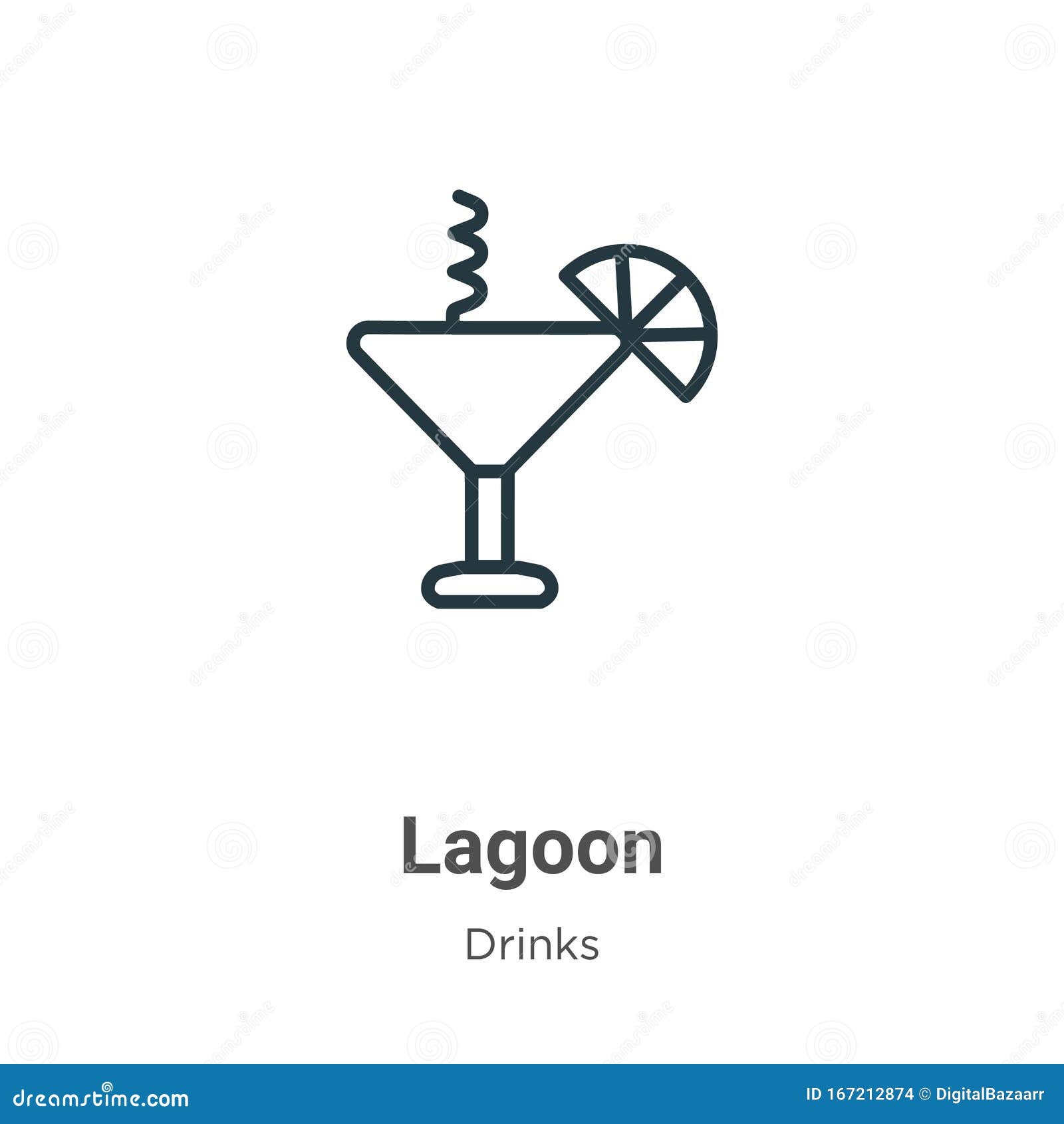 Blue Lagoon Outline Vector Icon. Thin Line Black Blue Lagoon Icon, Flat ...