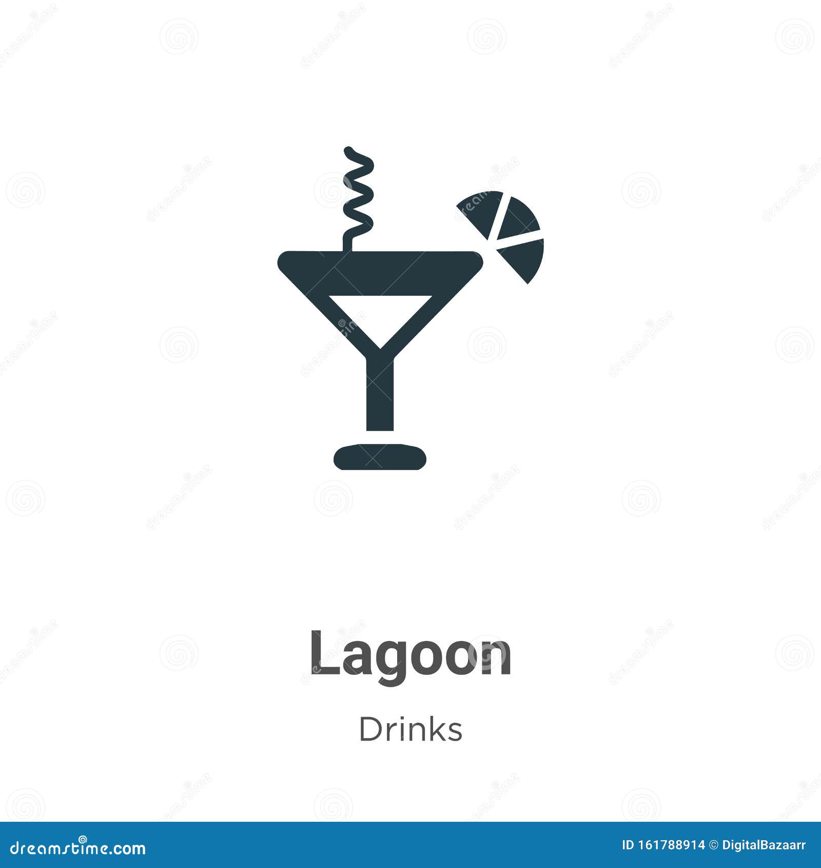 Blue Lagoon Vector Icon on White Background. Flat Vector Blue Lagoon ...