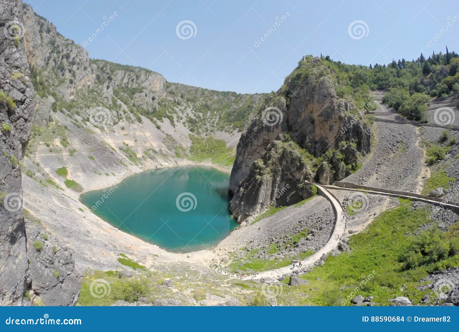 Blue Lake in the Crater of an Extinct Volcano in Croatia.. Stock Photo ...