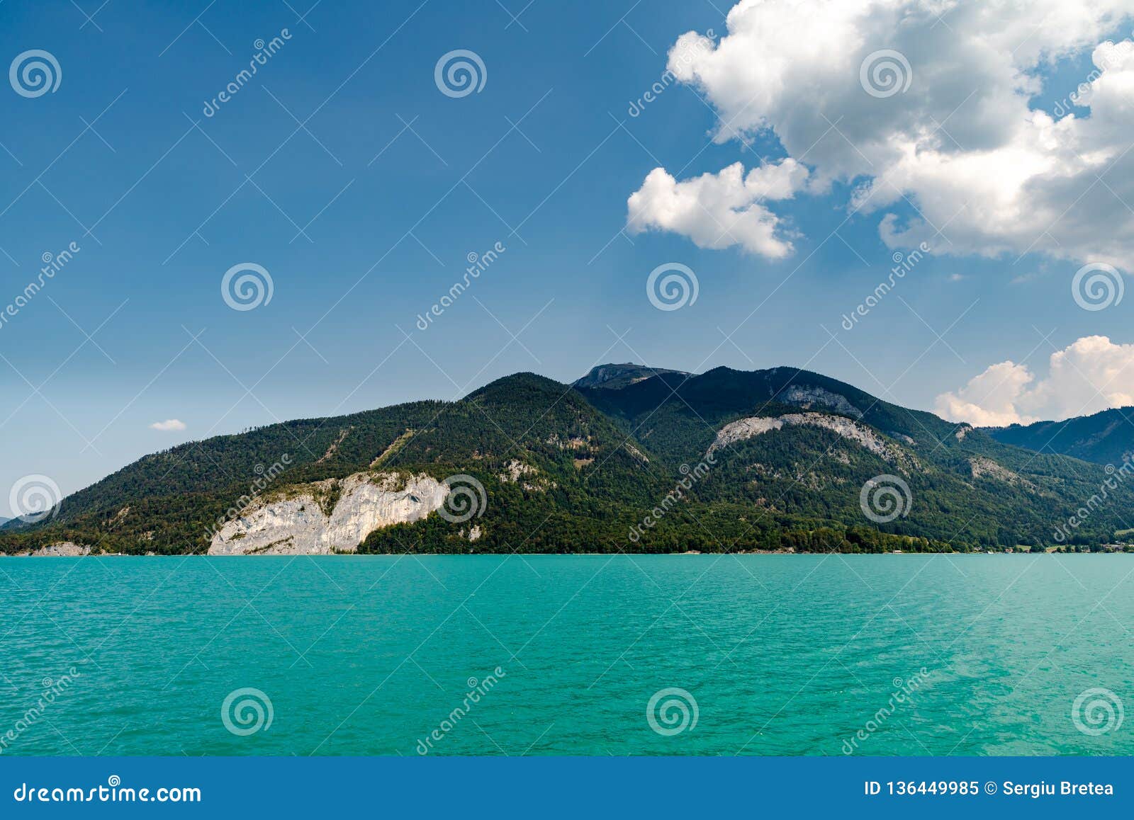 Blue Lake Near the Mountains in Austria Summertime Stock Image - Image ...