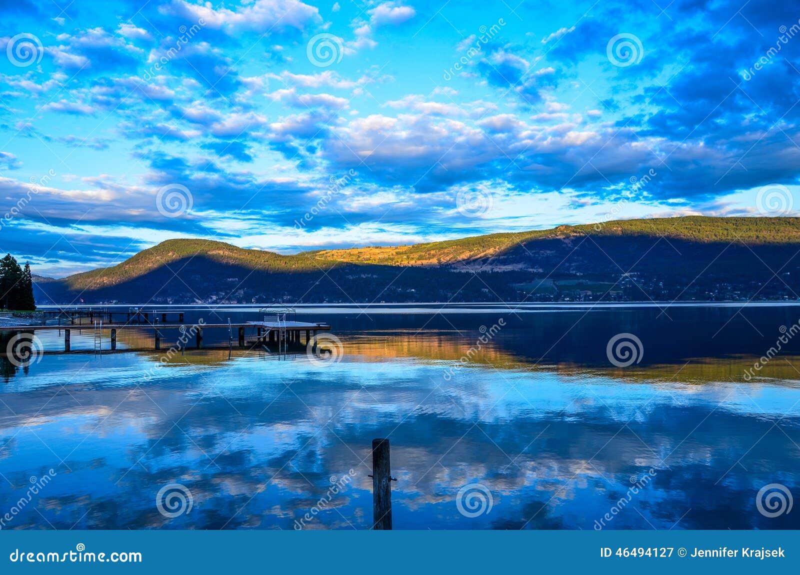 Blue Lake Reflection stock image. Image of evening, clouds - 46494127