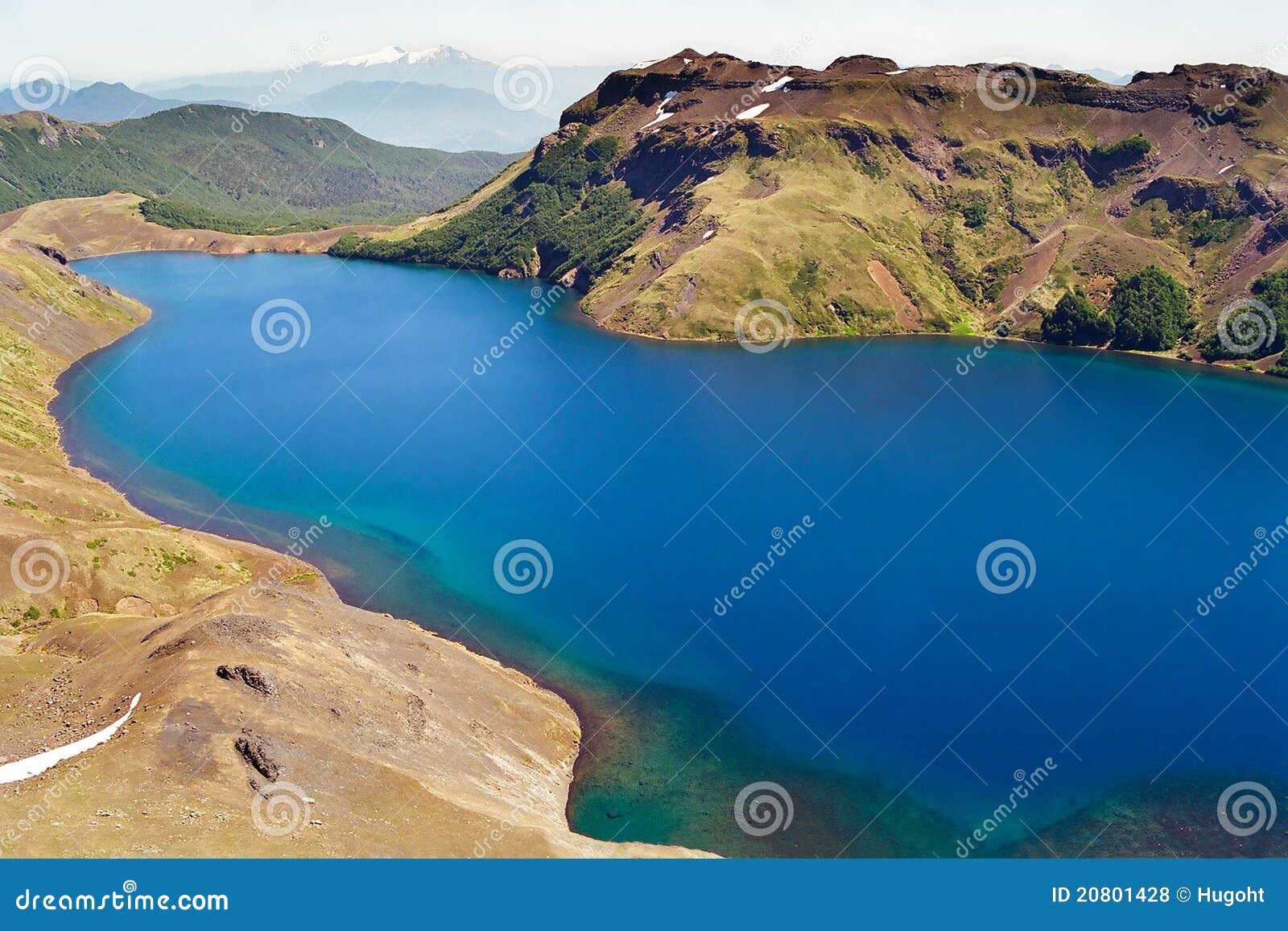 Blue Lake in Volcanic Terrain, Chile Stock Photo - Image of ledge ...