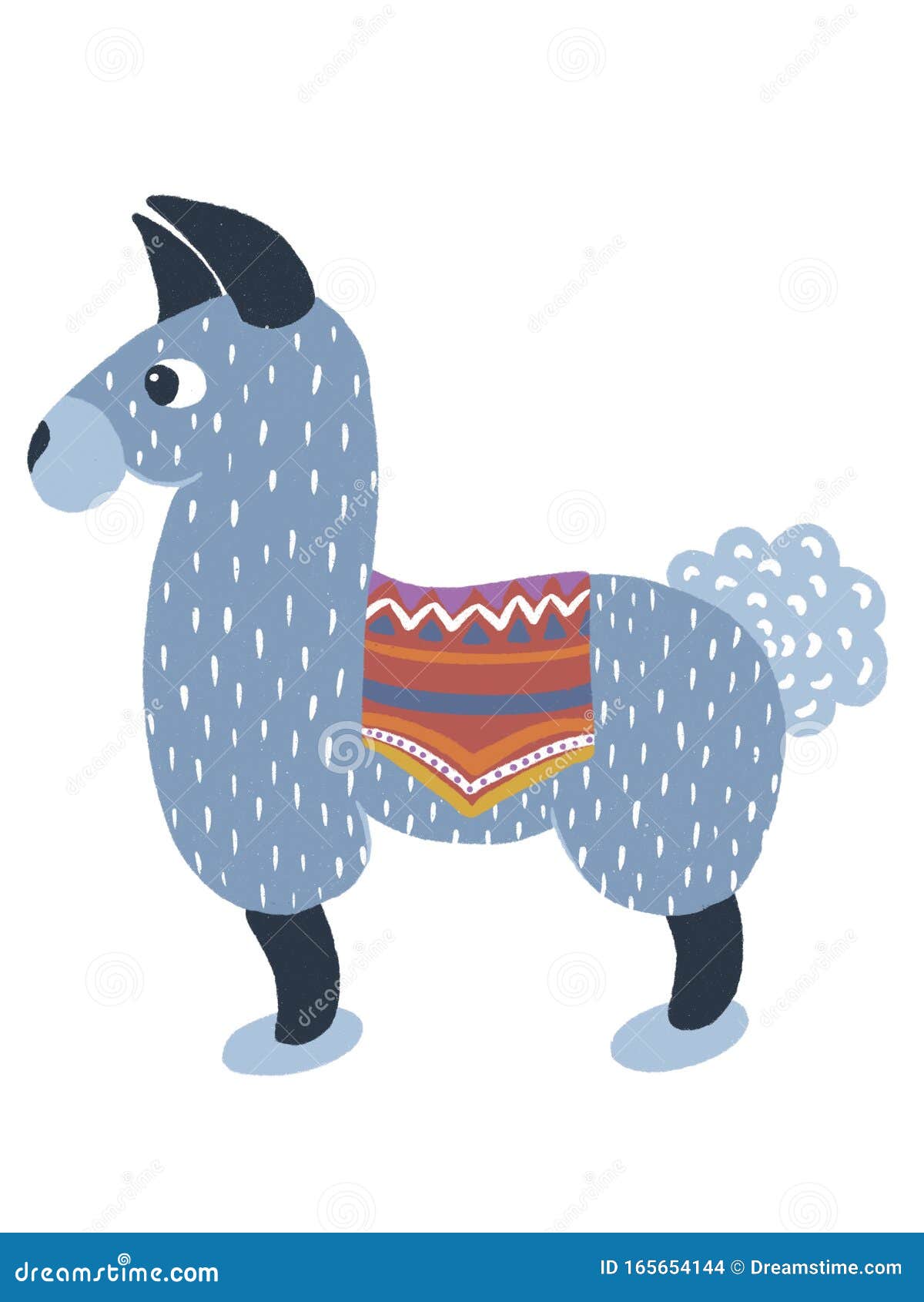 Blue Lama stock illustration. Illustration of funny - 165654144