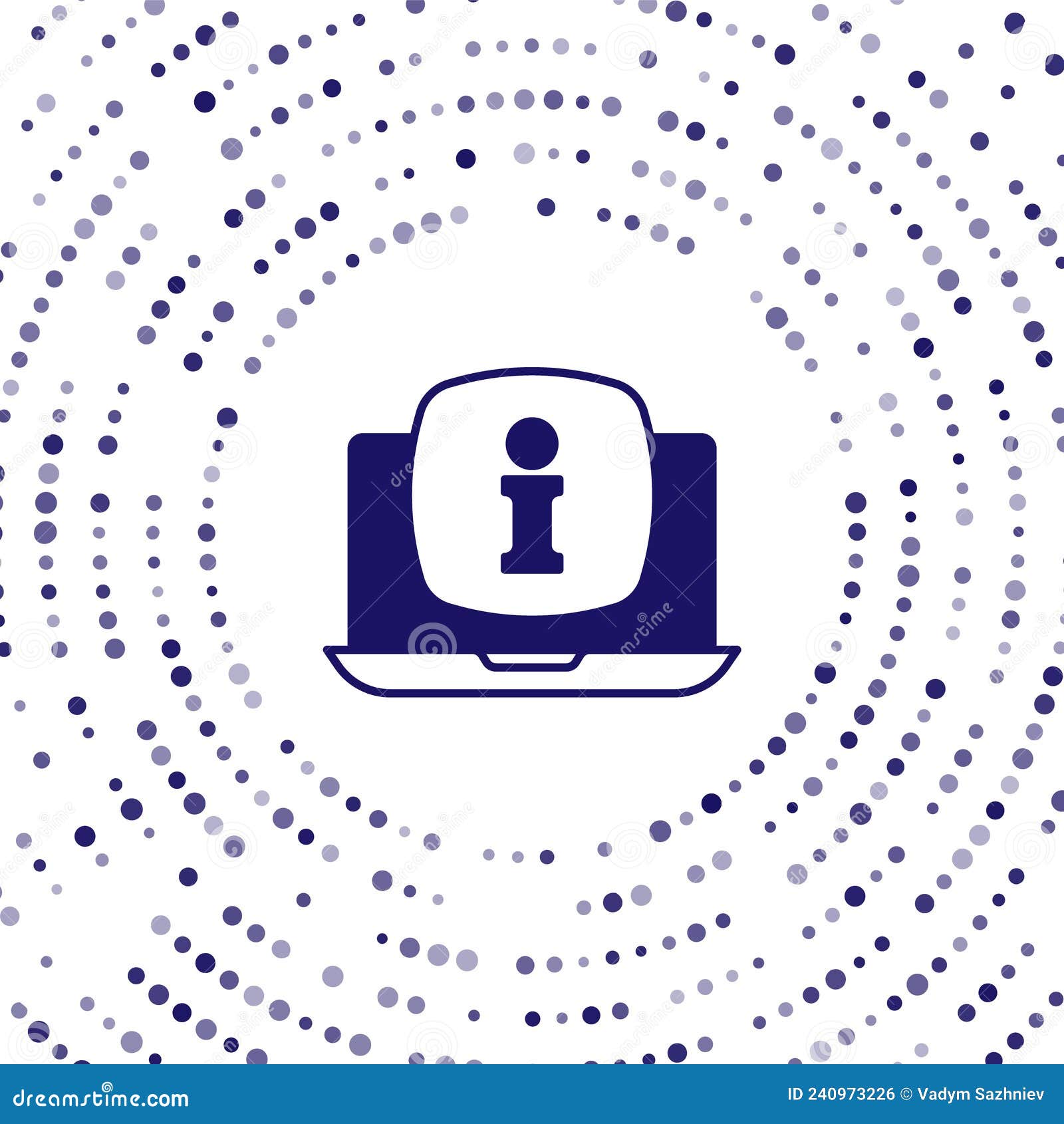 Blue Laptop with Information Icon Isolated on White Background ...