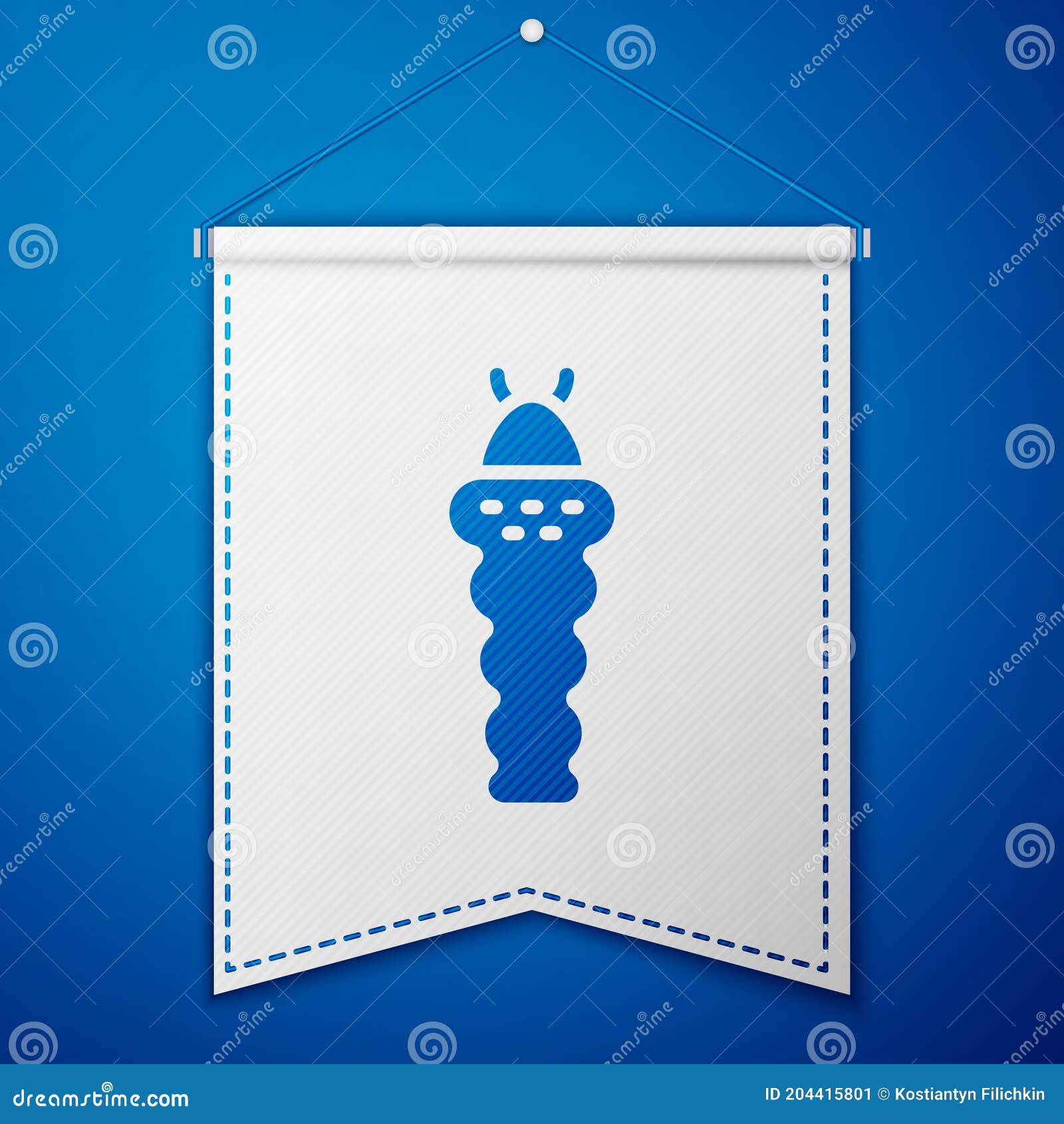Blue Larva Insect Icon Isolated on Blue Background. White Pennant ...