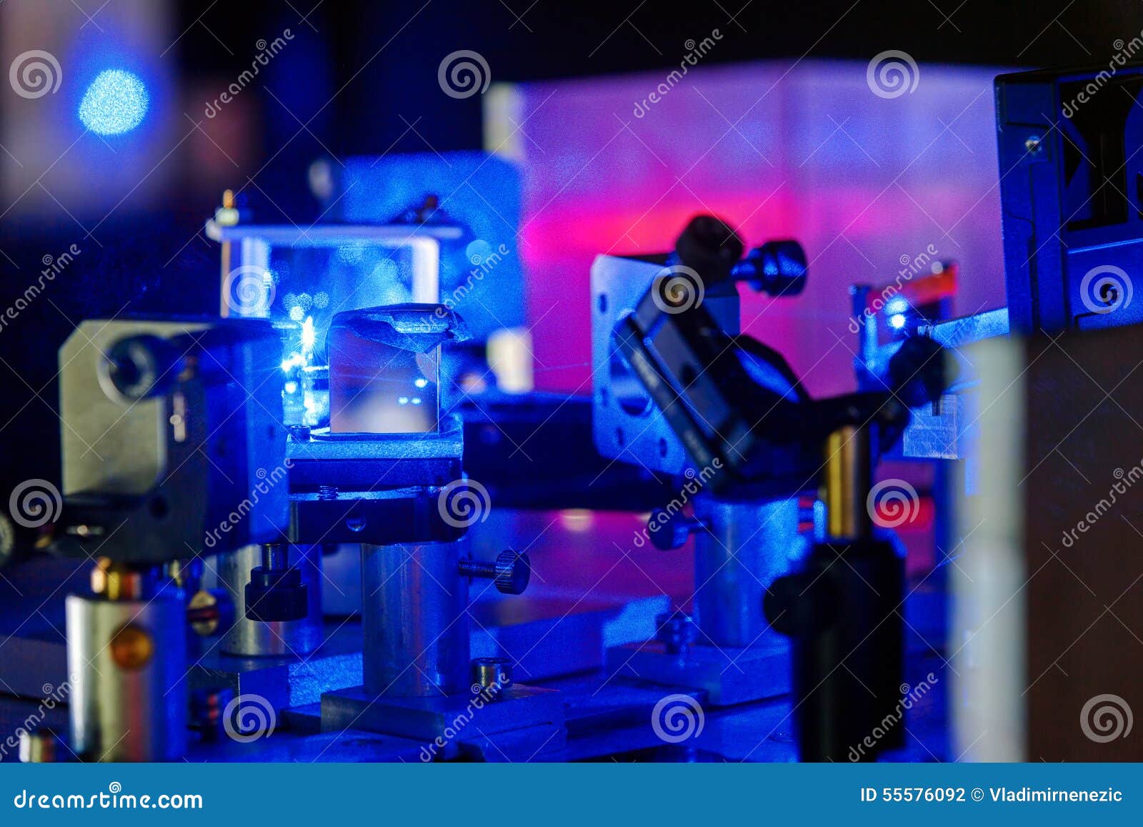 Blue Laser in a Quantum Optics Lab. Stock Photo - Image of optics ...