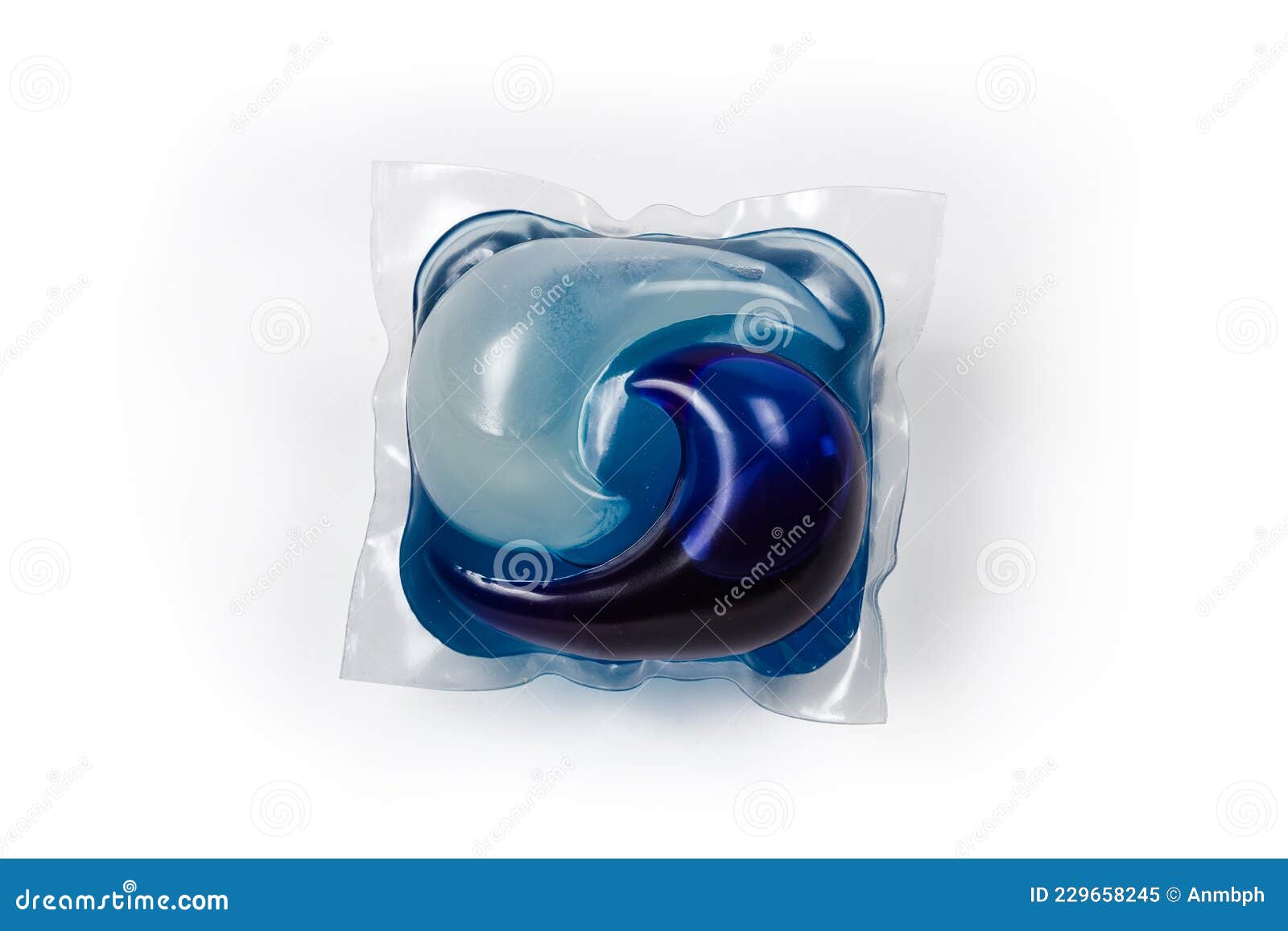Blue Laundry Detergent Pod on a White Background Stock Image - Image of ...