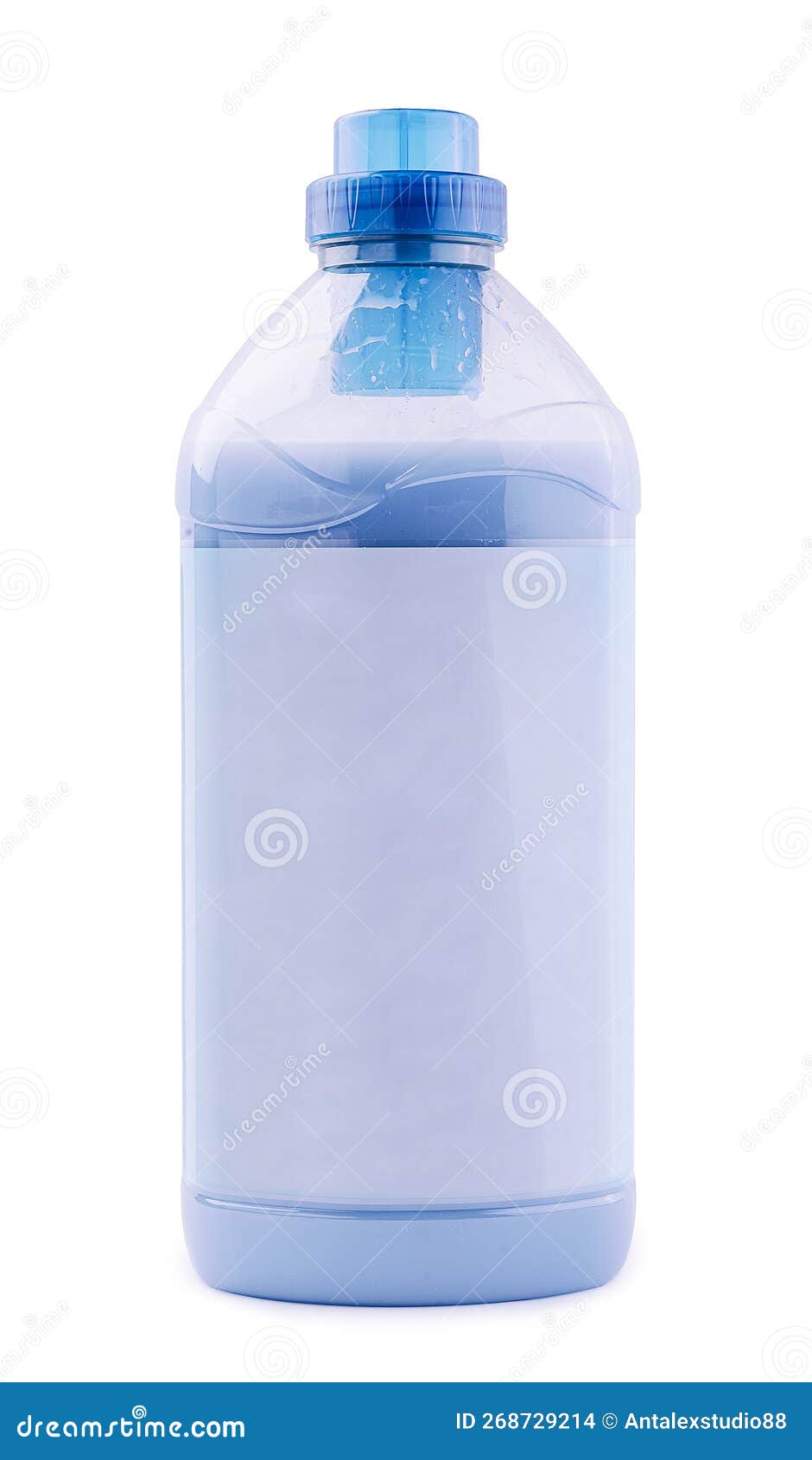 Blue Laundry Softener in Plastic Bottle Stock Photo - Image of ...