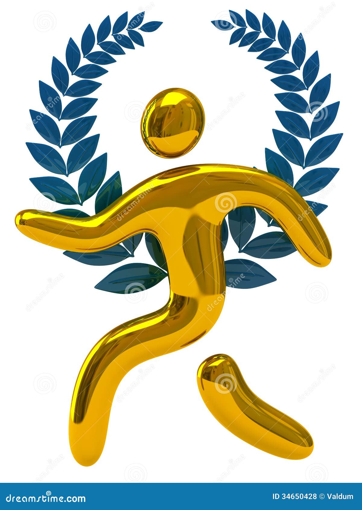 Blue Laurel Wreath and Golden Man Stock Illustration - Illustration of ...