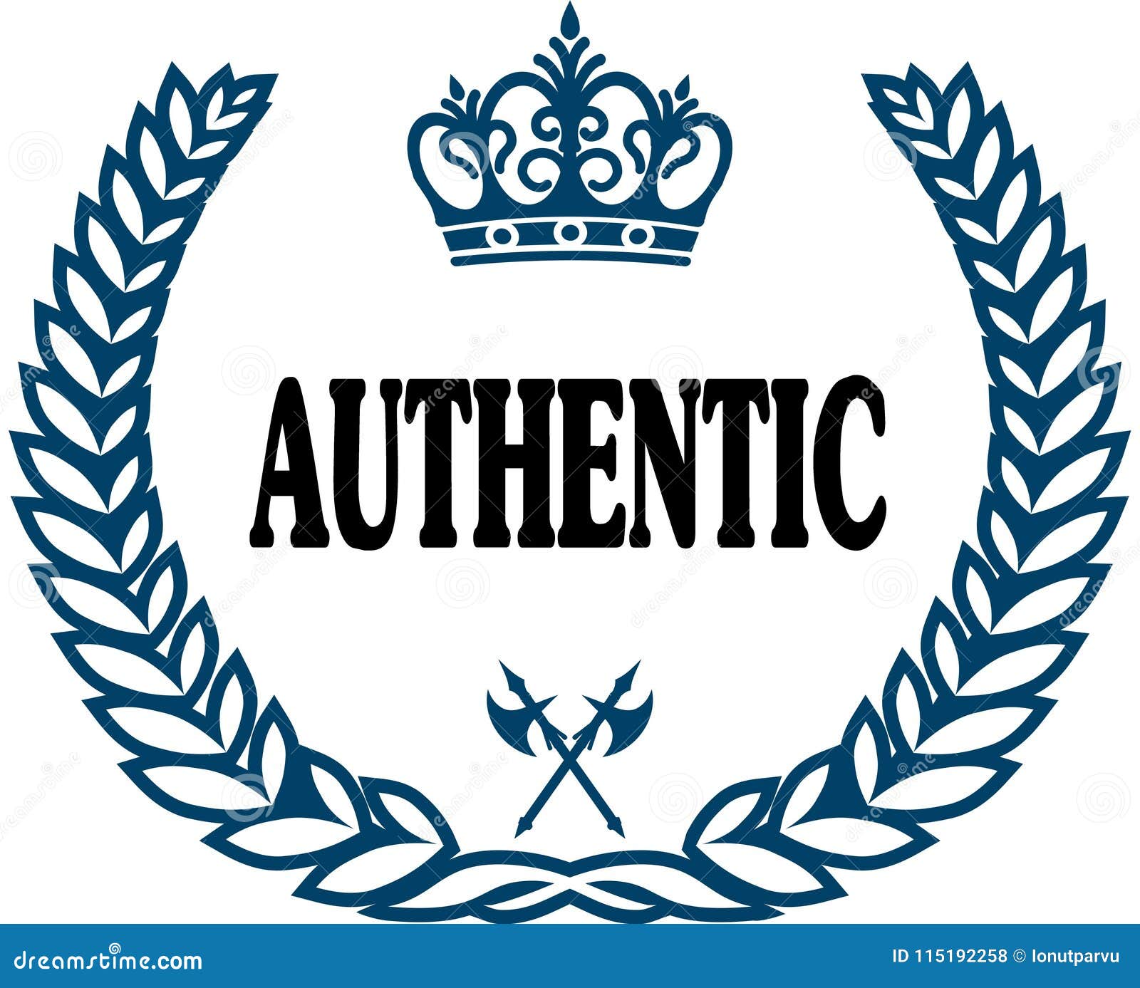 Blue Laurels Seal with AUTHENTIC Text. Stock Illustration ...