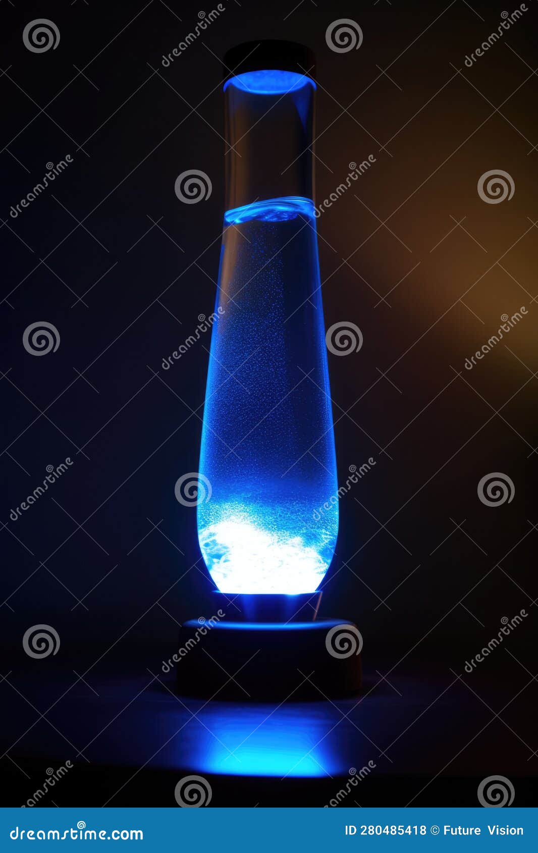Blue Lava Lamp on Table in Dark Room at Night, Created Using Generative ...