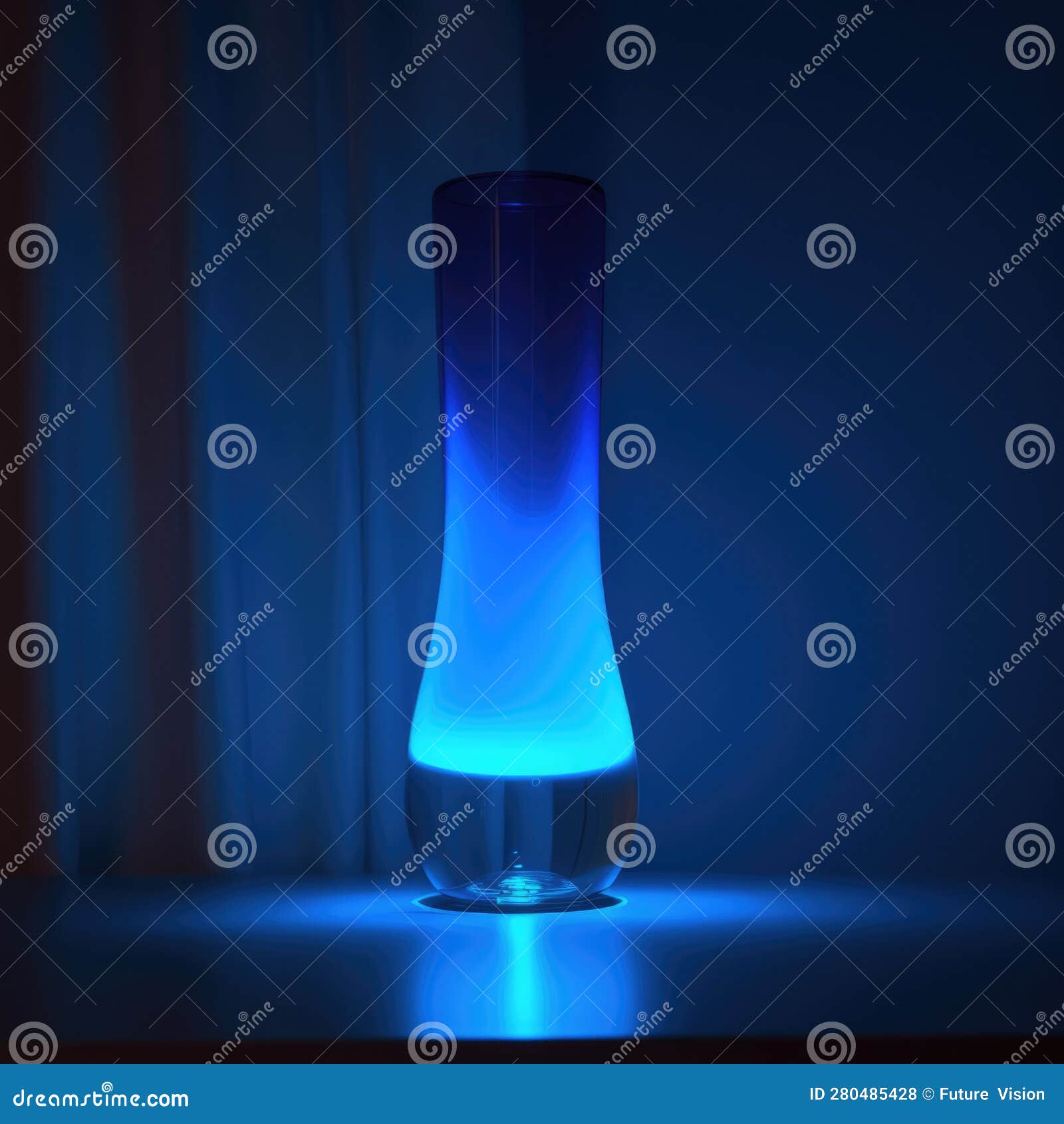 Blue Lava Lamp on Table in Dark Room at Night, Created Using Generative ...