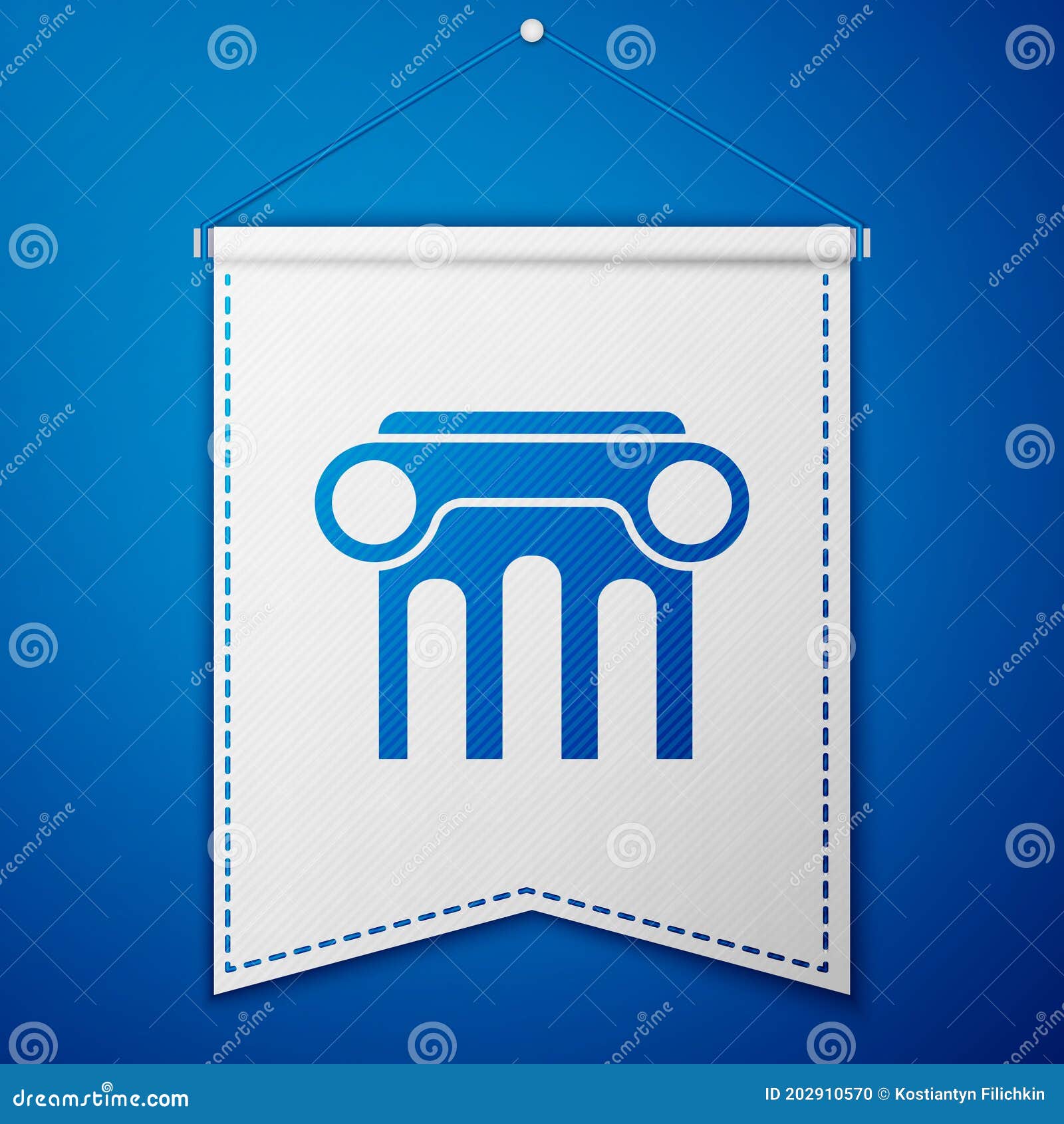 Blue Law Pillar Icon Isolated on Blue Background. White Pennant ...