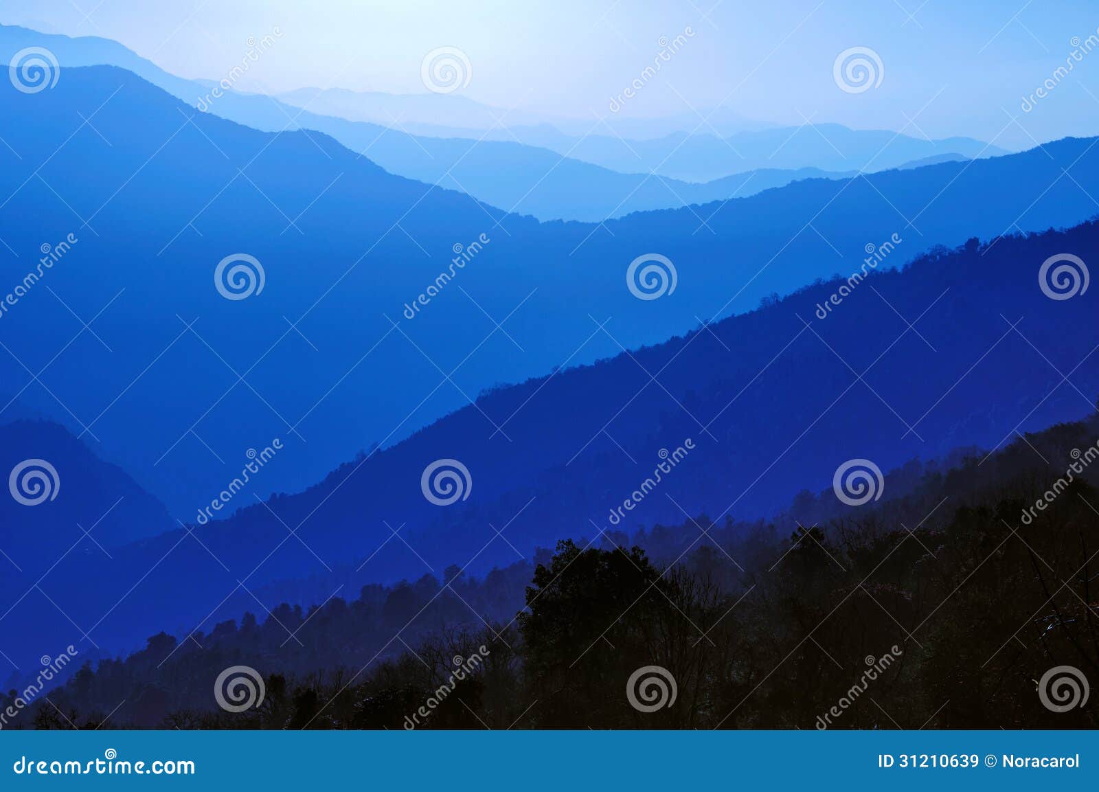 Blue Layers of Mountain Ridges Stock Image - Image of morning, pokhara ...