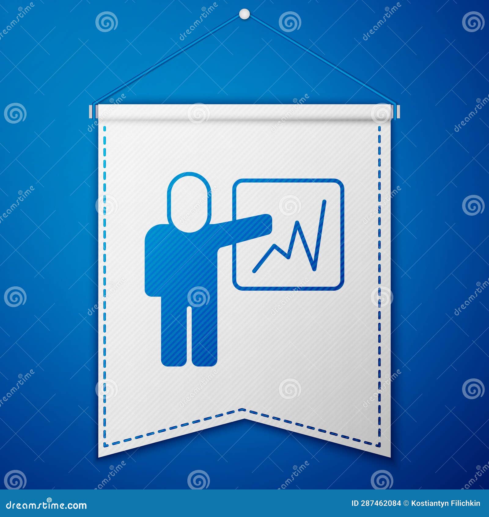 Blue Leader of a Team of Executives Icon Isolated on Blue Background ...