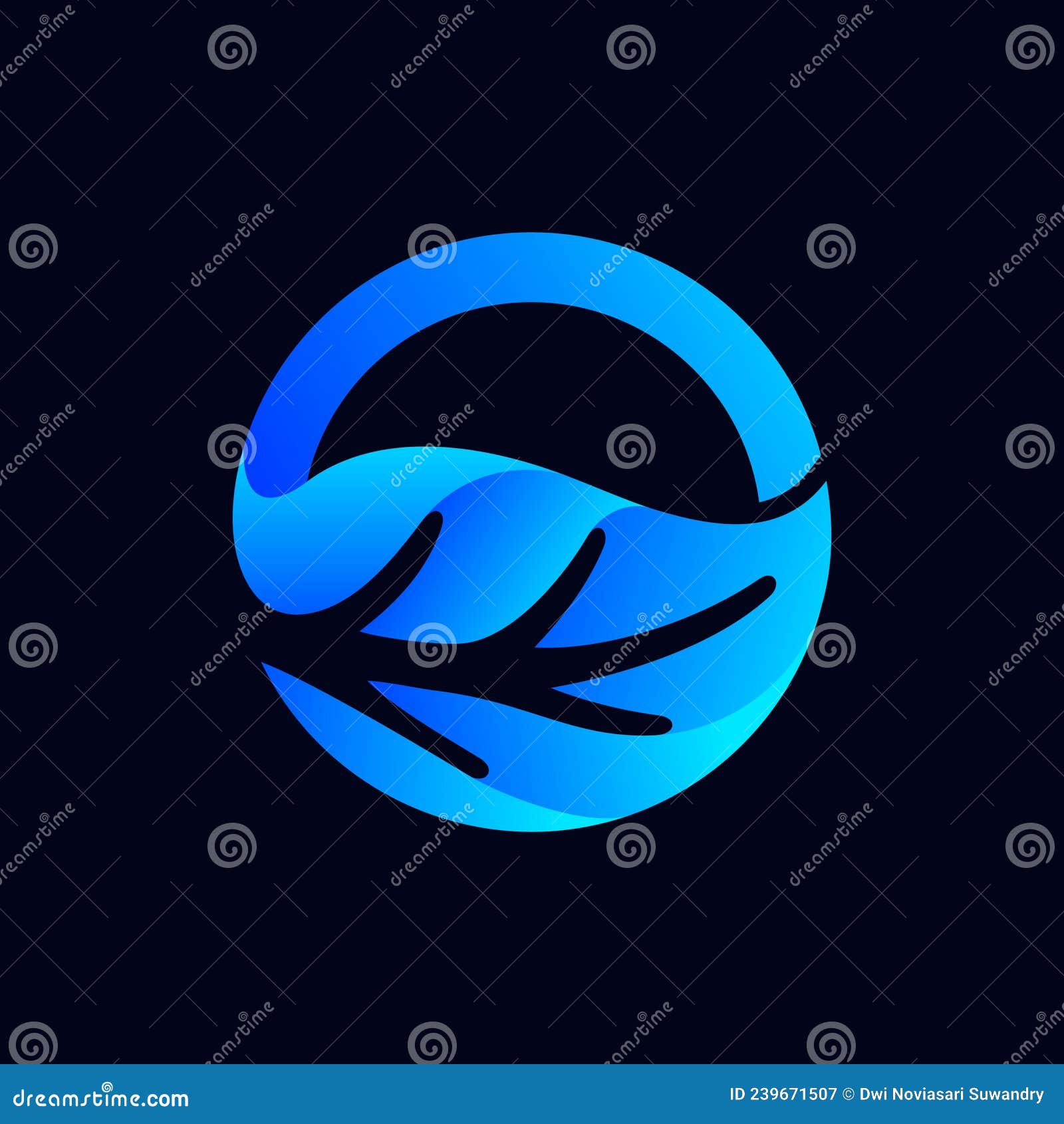 Blue Leaf Logo in Circle Symbol Stock Vector - Illustration of logotype ...