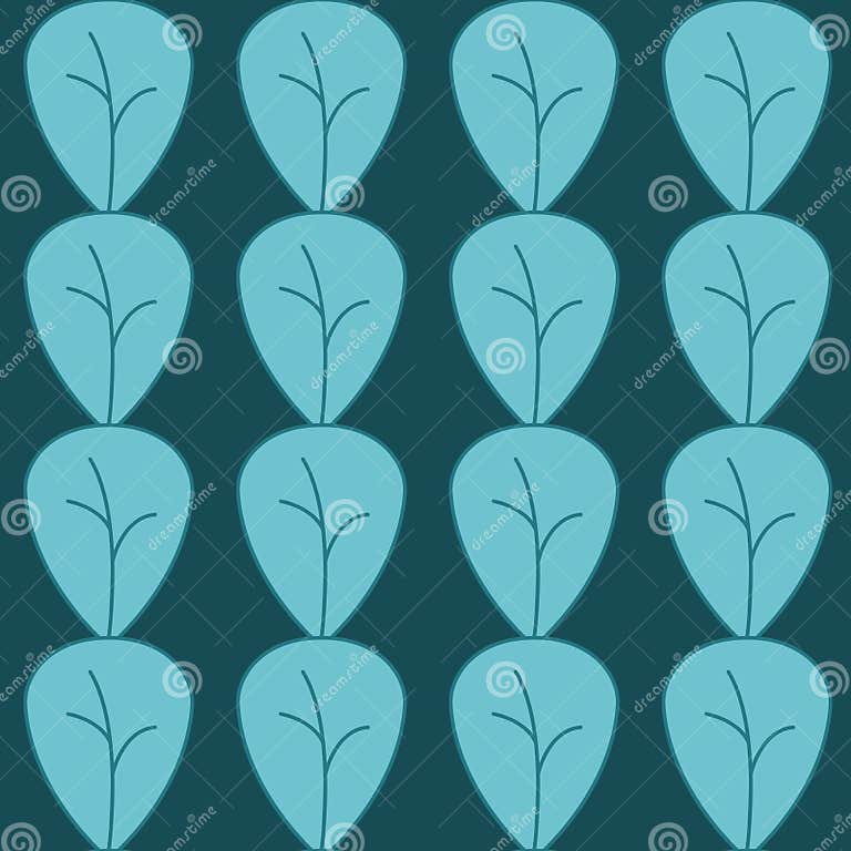 Blue Leaf Seamless Pattern Cute Flat Hand Drawn Background for Design ...