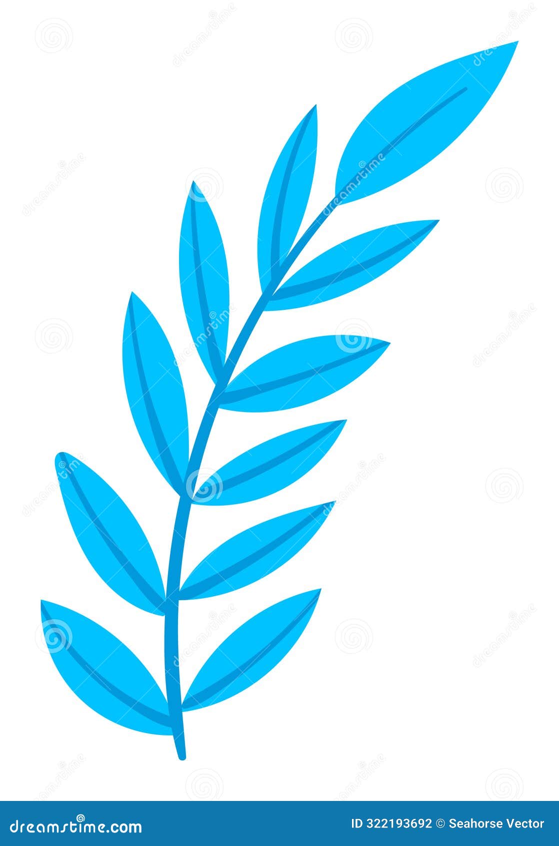 Blue Leafy Plant Vector Artwork Contains Bright, Simple Elements ...