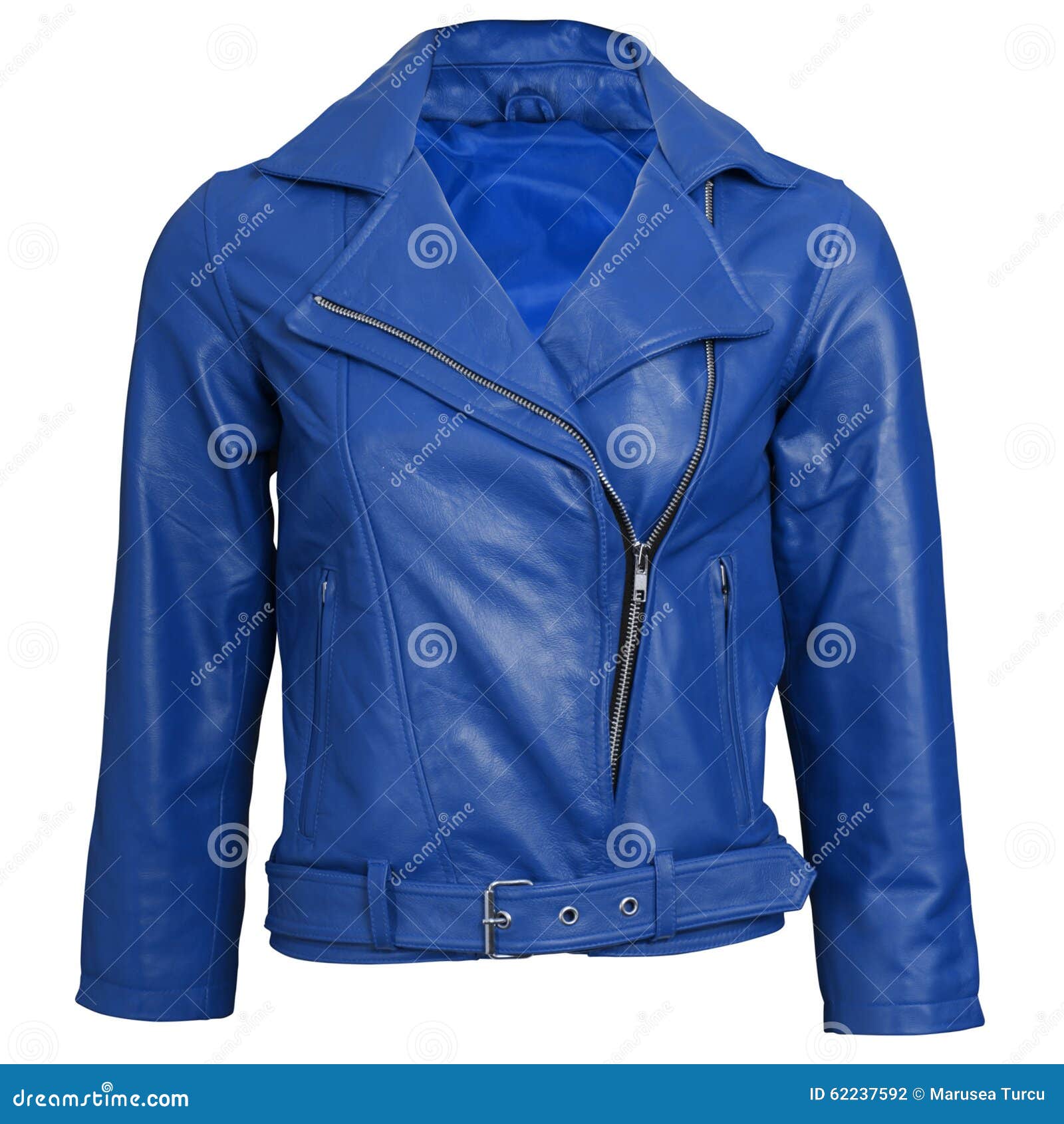 Blue leather jacket stock photo. Image of model, autumn - 62237592