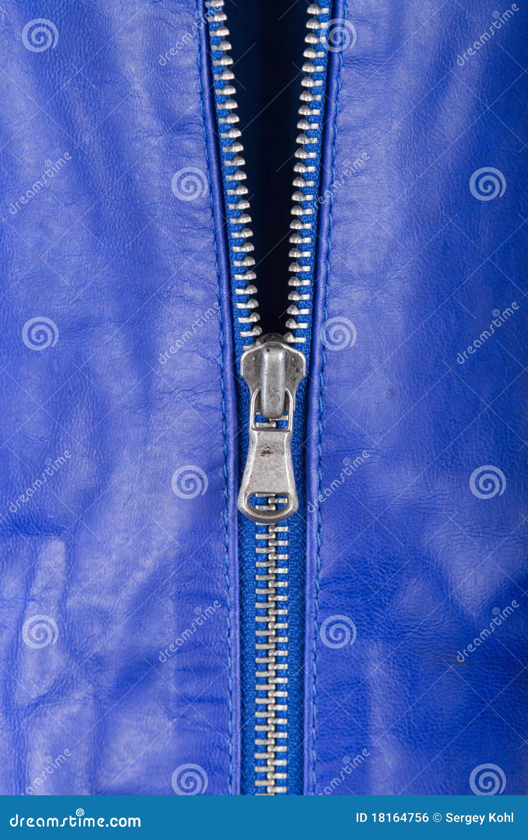 Blue Leather and Locking Zipper Stock Photo - Image of lock, security ...