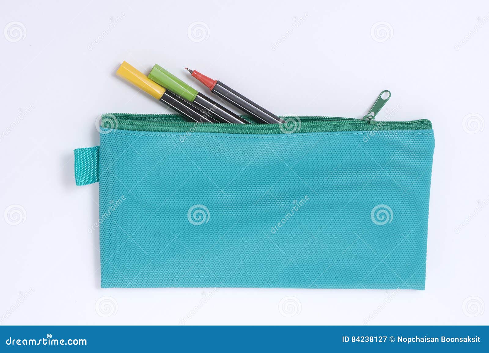 Blue leather pencil case stock image. Image of design - 84238127