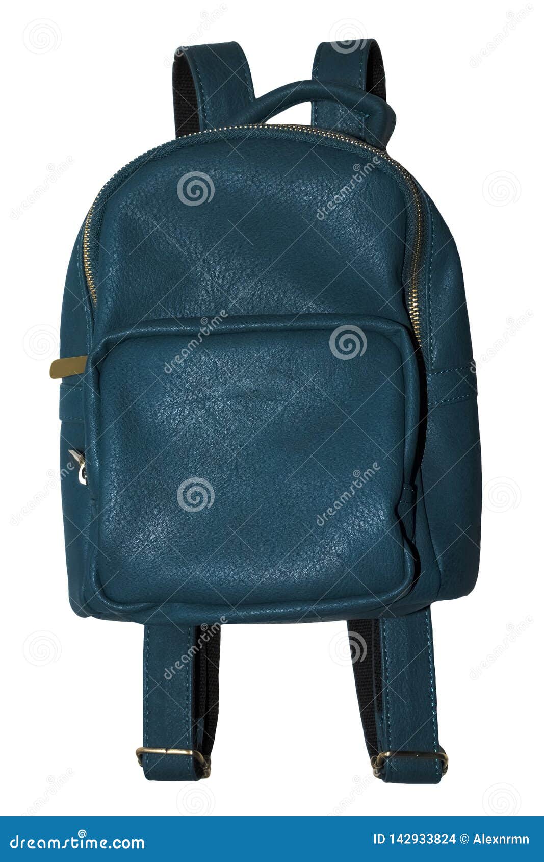 Blue Leather Retro Backpack Stock Photo - Image of blue, closeup: 142933824