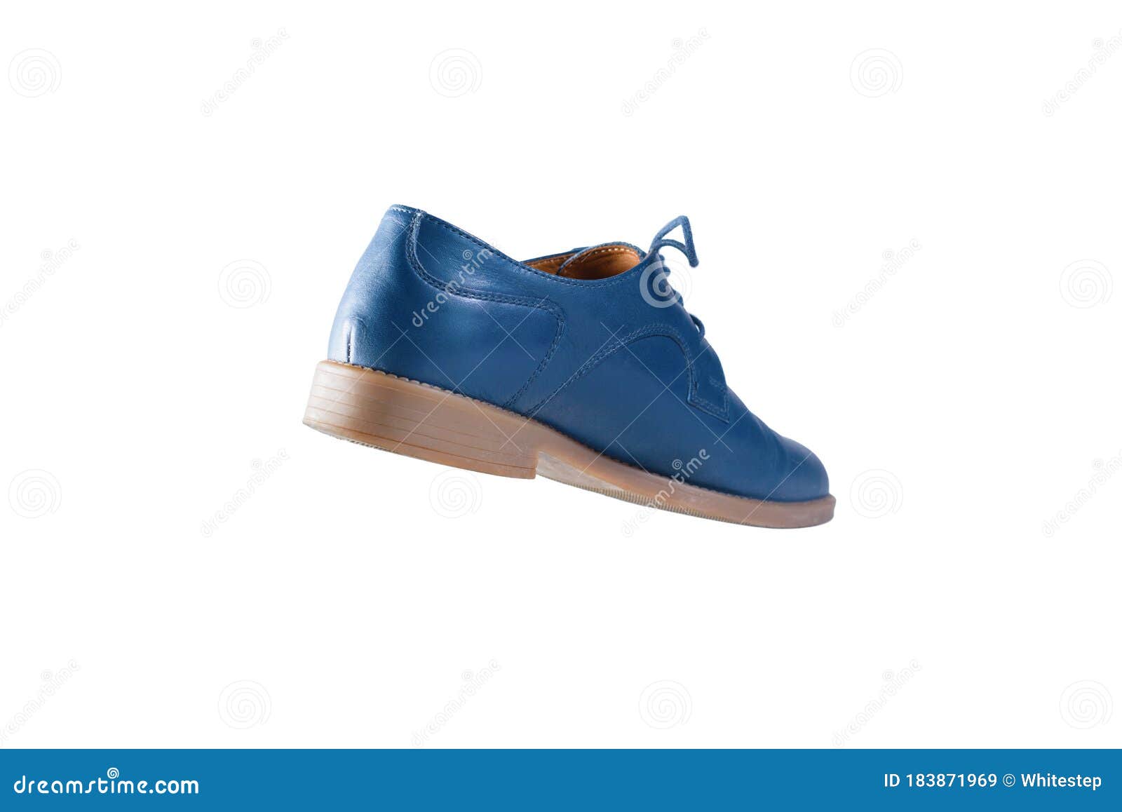 Blue Leather Shoes in Perspective and Isolated on White Stock Image ...