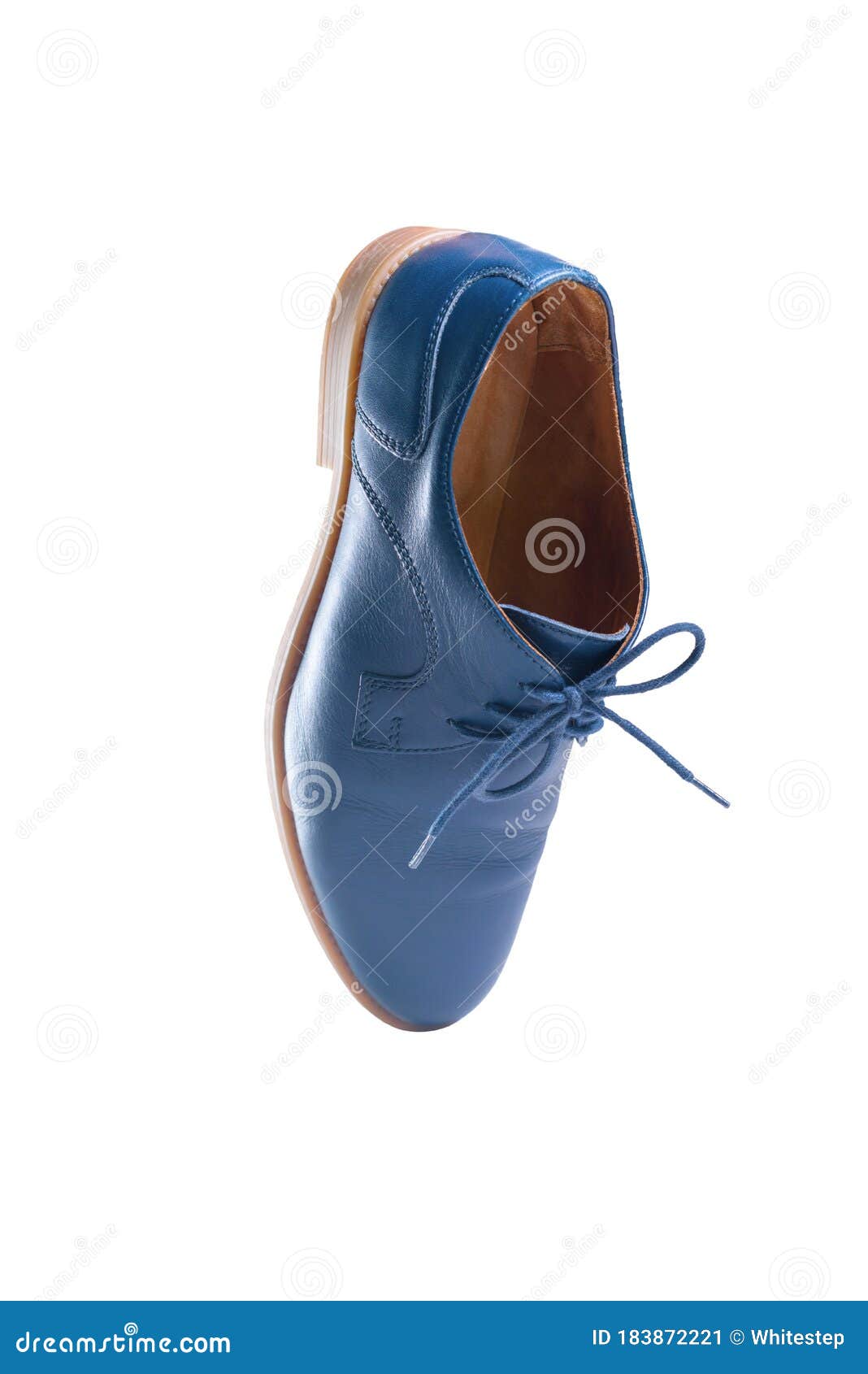 Blue Leather Shoes in Perspective and Isolated on White Stock Image ...