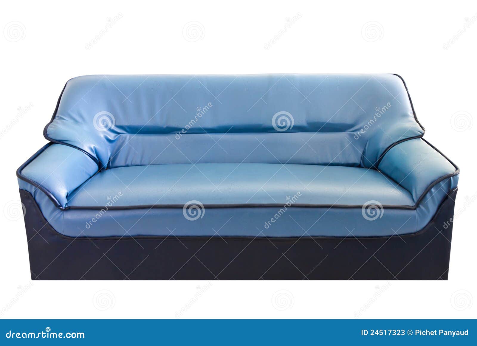 The Blue Leather Sofa Isolated on White Stock Image - Image of interior ...