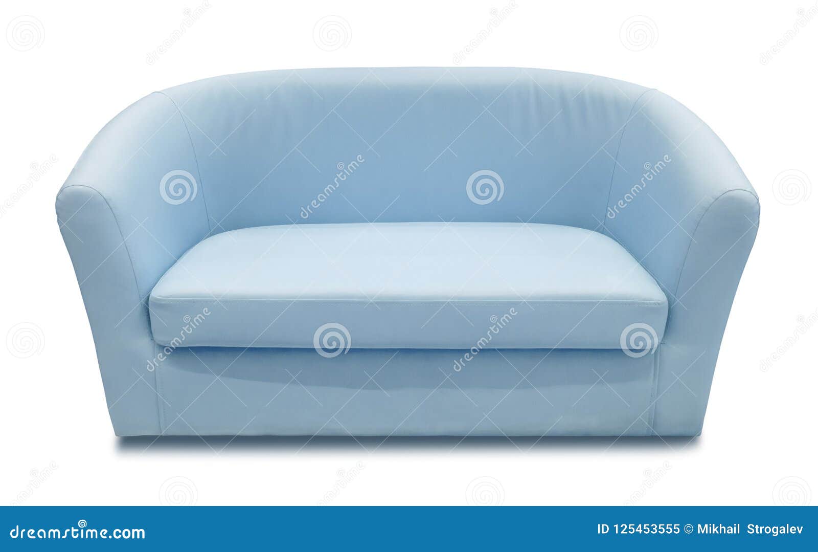 Blue Leather Sofa Isolated on White Stock Image - Image of couch ...