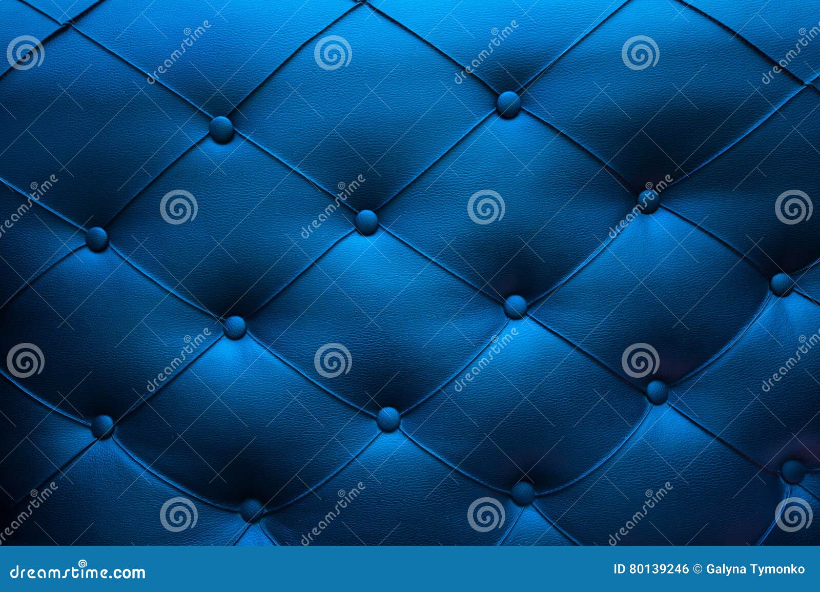 Blue Leather Texture on the Sofa with Buttons Stock Photo - Image of ...