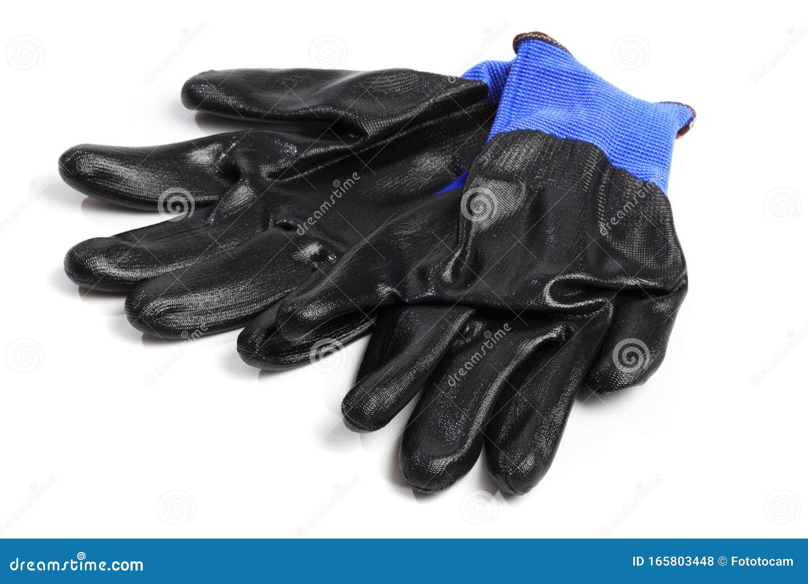 Blue Leather Work Gloves Isolated on White Background- Image Stock ...